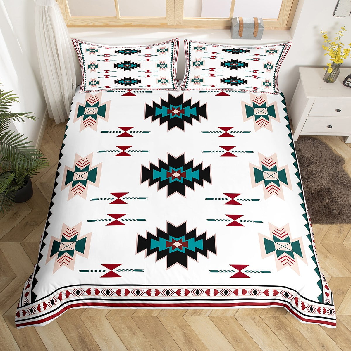 Western Decor,Vintage Exotic Indian Geometry Duvet Cover Boho Western ...