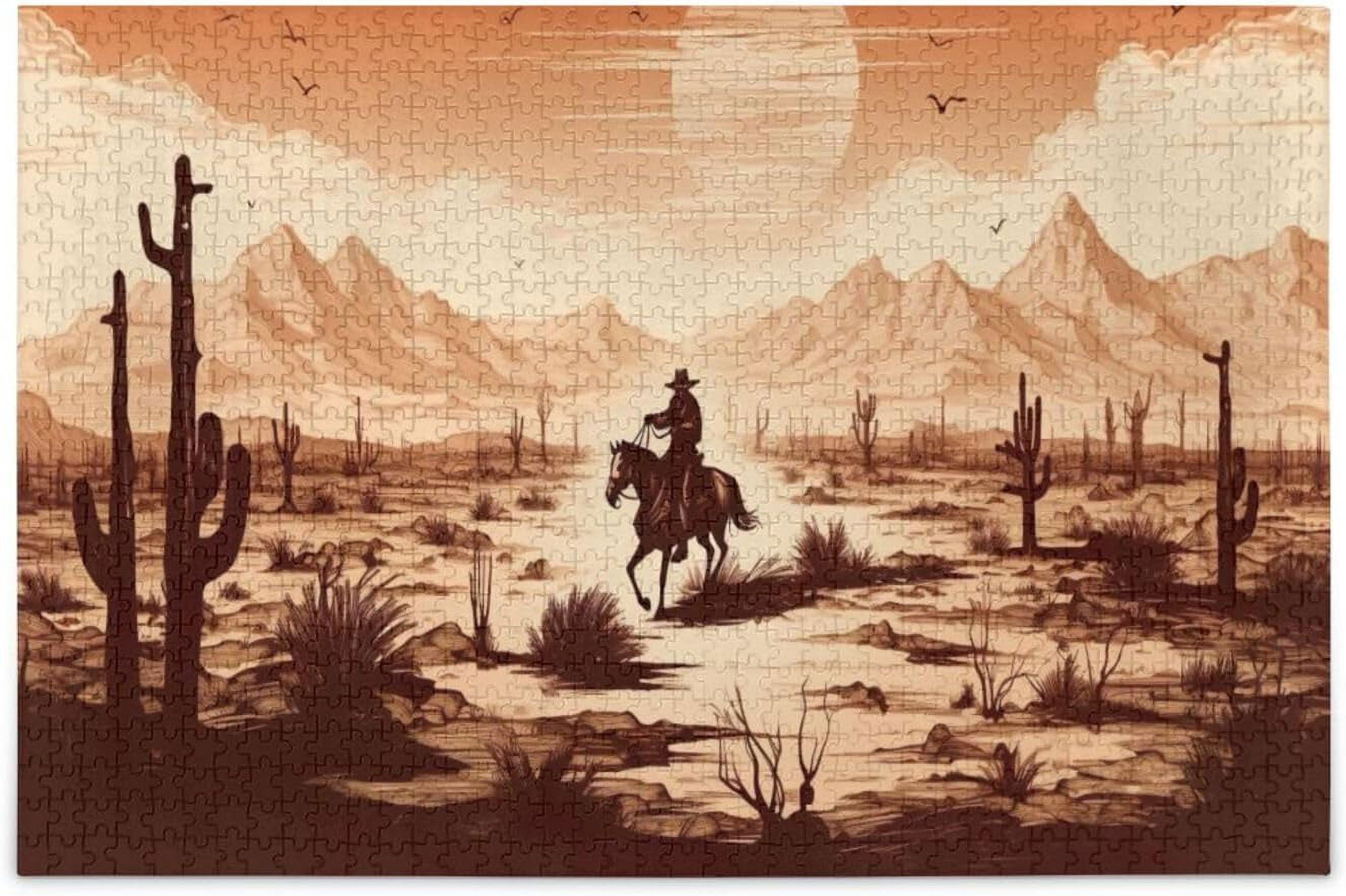 Western Desert Cowboy Puzzles for Adults 500 Pieces, Fun Puzzles for ...