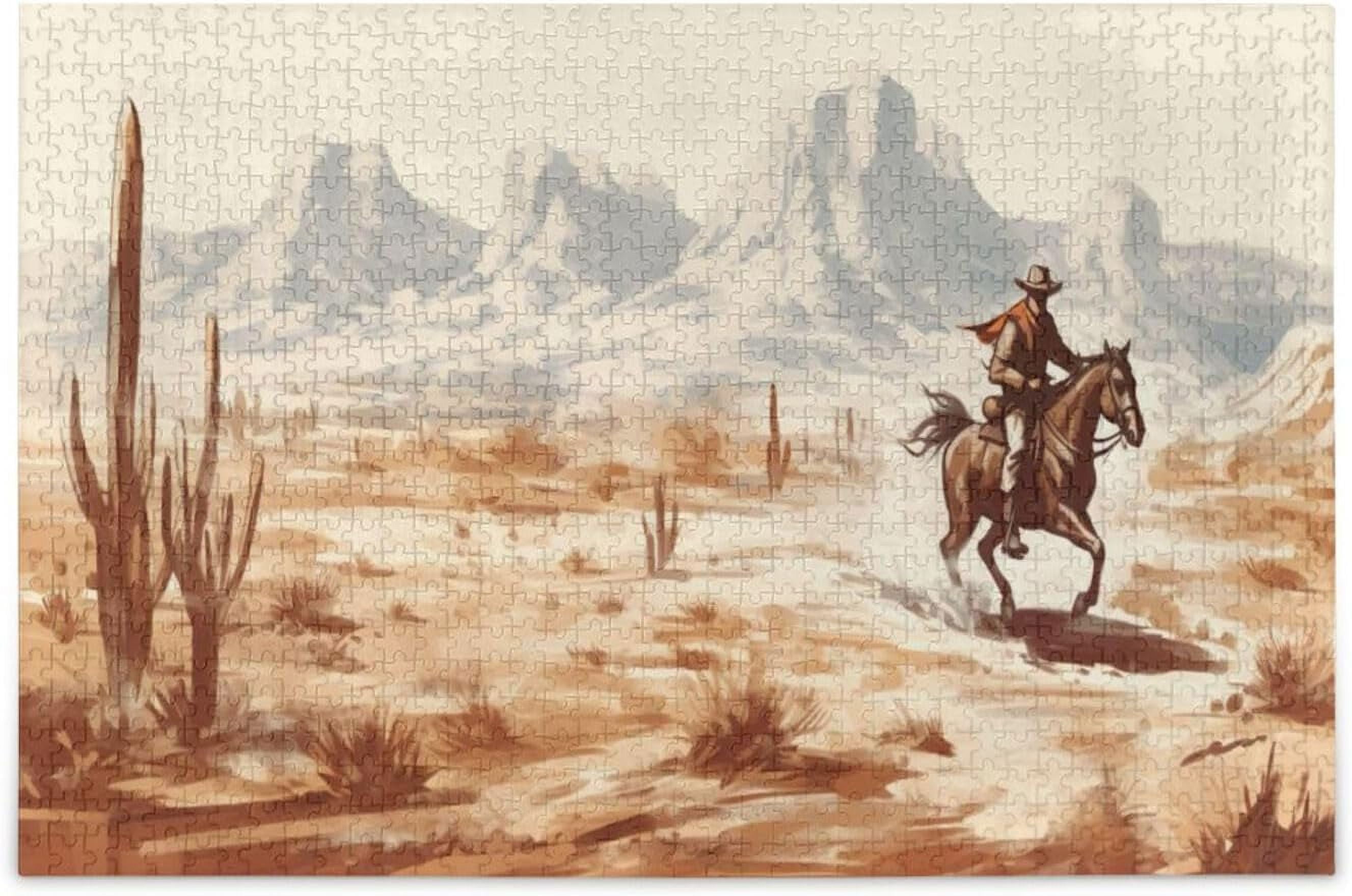 Western Desert Cowboy Wooden Jigsaw Puzzles, Intellectual Entertainment ...