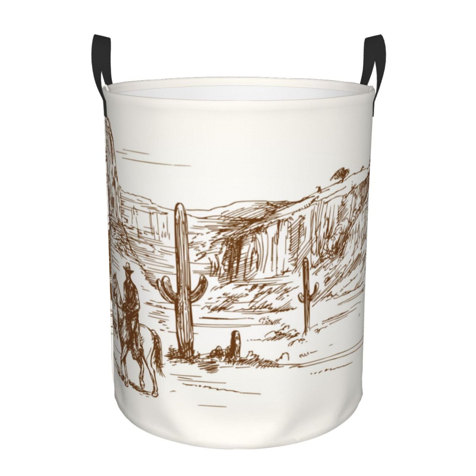 Western Desert Cowboys Laundry Basket with Handles - Freestanding ...