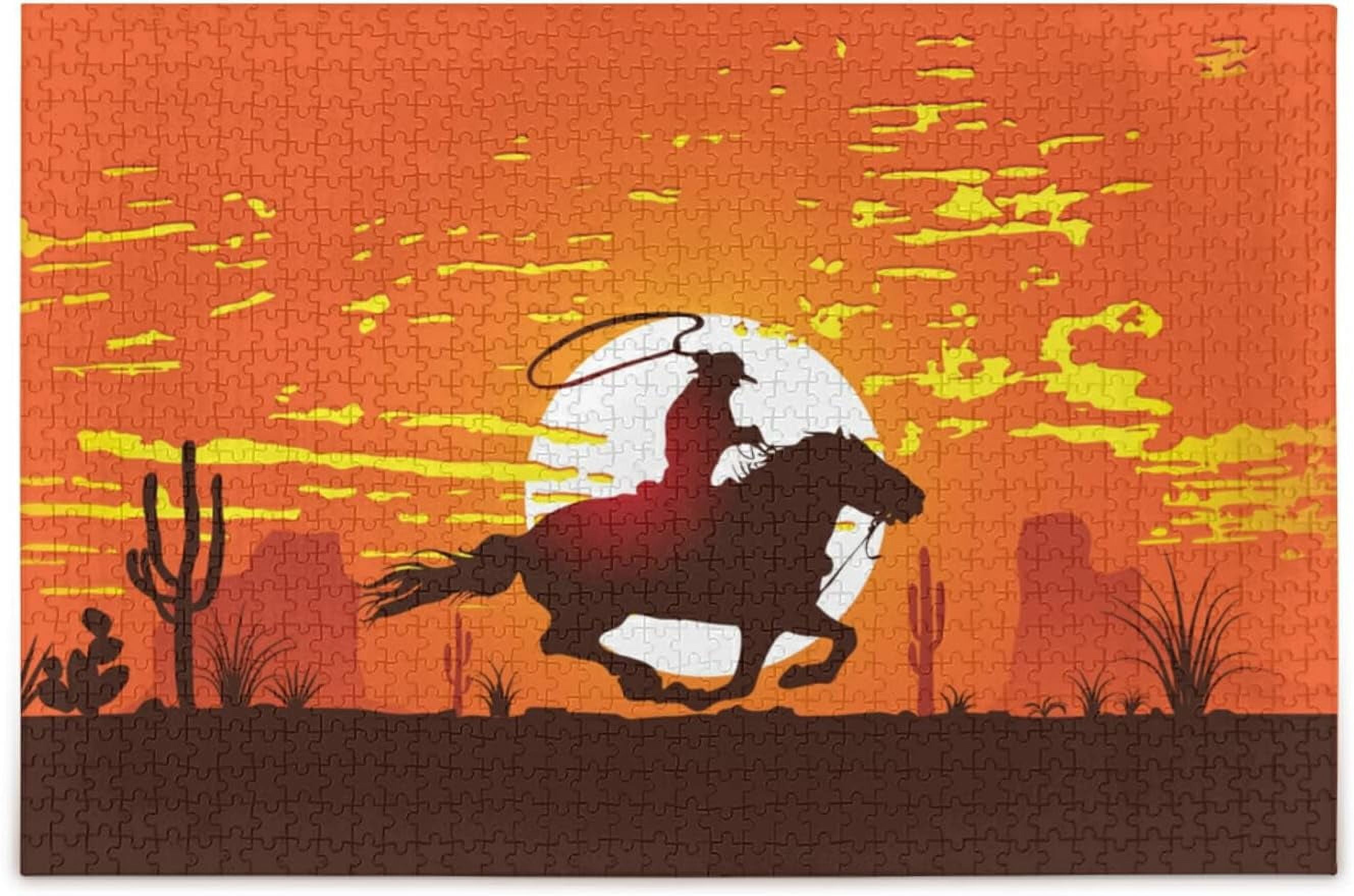 Western Desert Horseback Cowboy Jigsaw Puzzles for Kids Adults 1000 ...