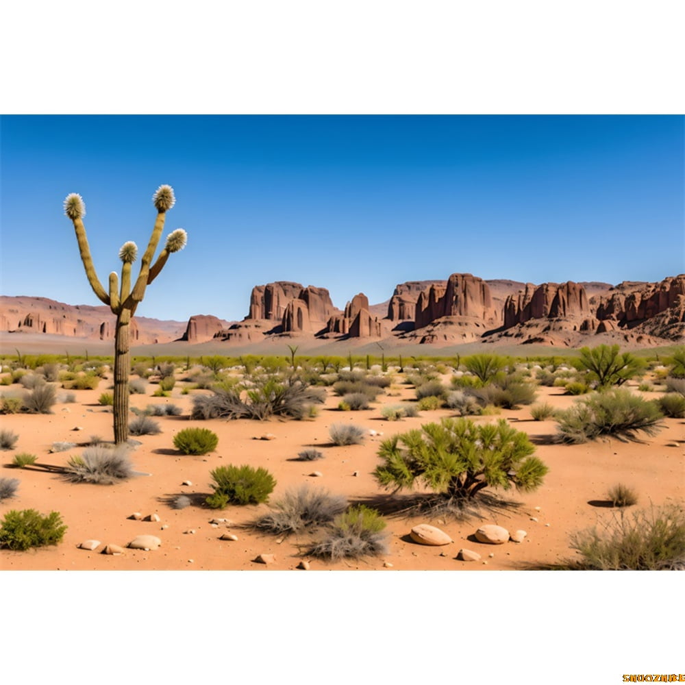 Western Desert Sce Photography Backdrop Dusk Desert Cactus Mountain Shrub Hillside Natural ...