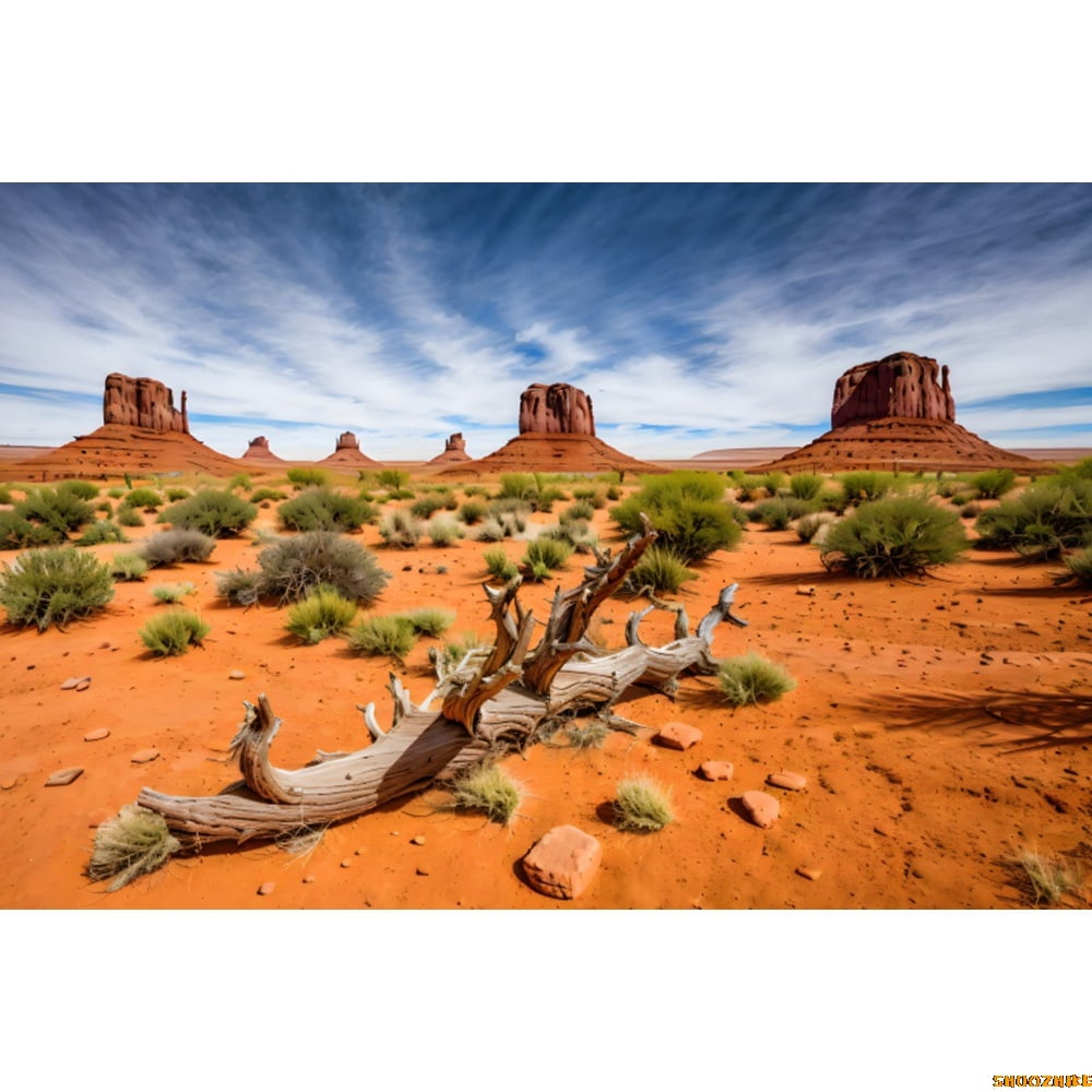 Western Desert Sce Photography Backdrop Dusk Desert Cactus Mountain Shrub Hillside Natural ...