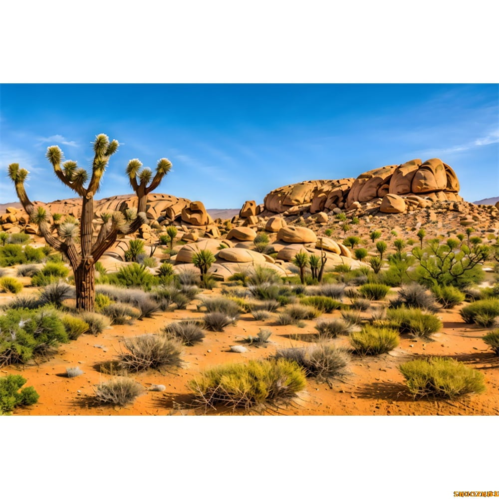 Western Desert Sce Photography Backdrop Dusk Desert Cactus Mountain ...