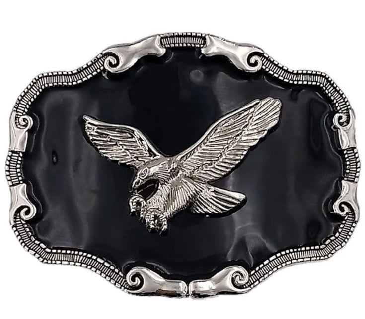 Western Design Bald Eagle Belt Buckle Patriotic USA Silver Black ...