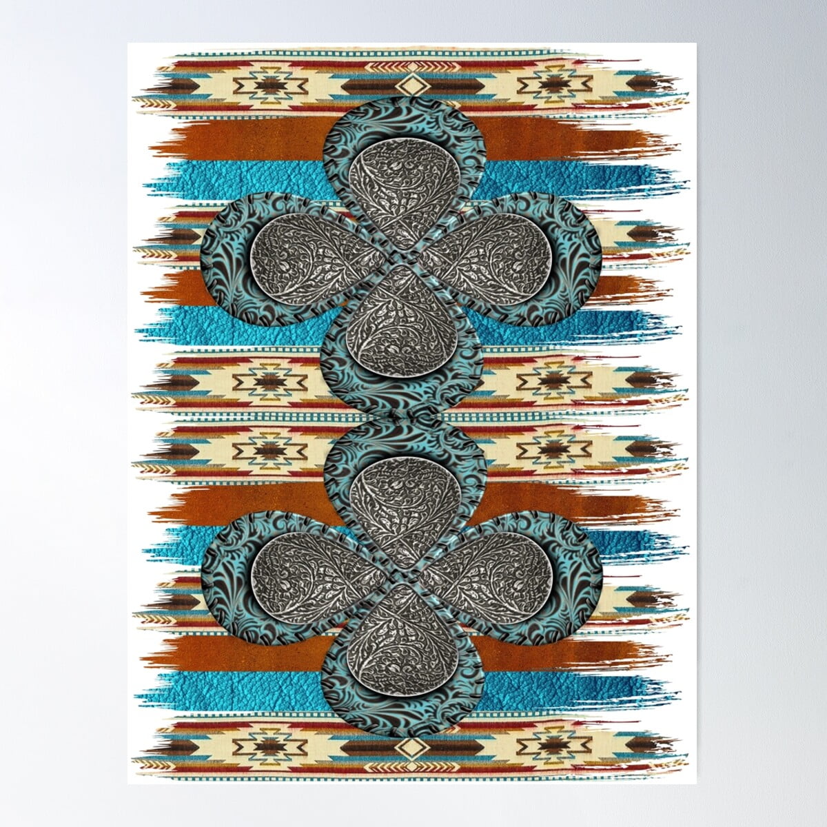 Western Design With Tribal Pattern, Tooled Leather And Turquoise ...