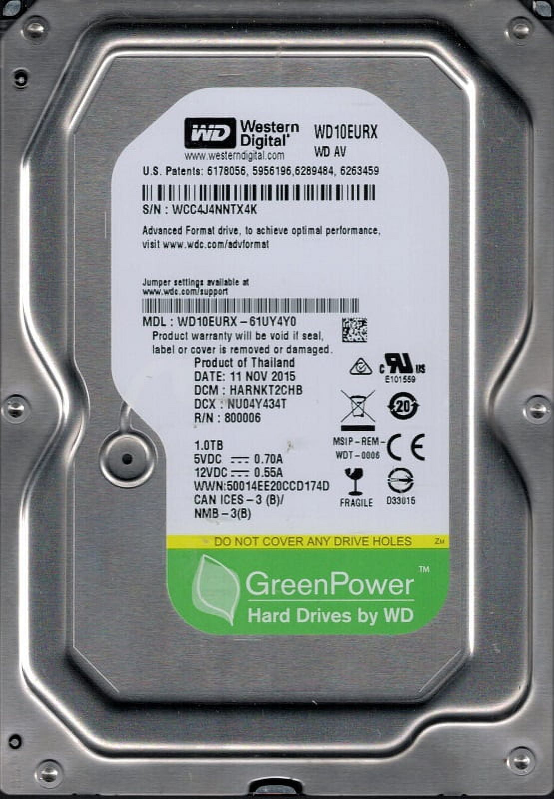 Western Digital WD10EURX-61UY4Y0 DCM: HARNKT2CHB 1TB - Walmart.com