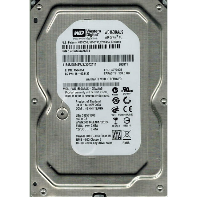 Western Digital WD1600AAJS-08WAA0 160GB DCM: HGNNHT2AGN - Walmart.com