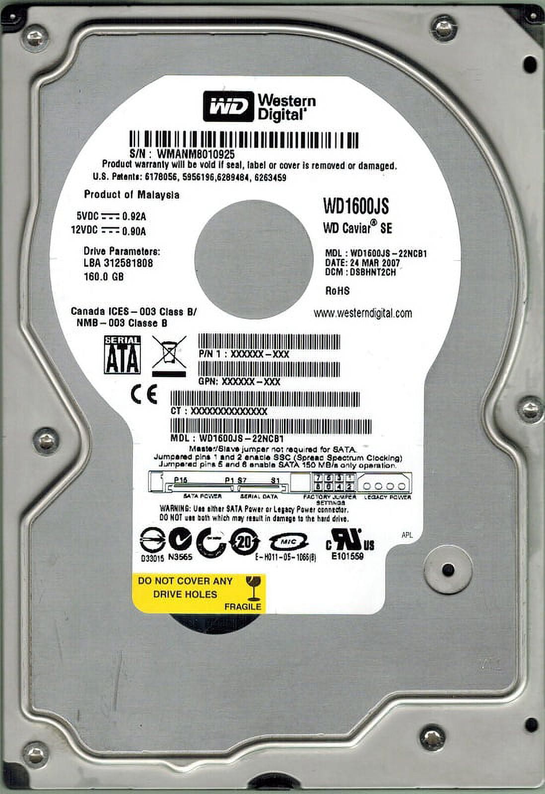 Western Digital WD1600JS-22NCB1 DCM: DSBHNT2CH 160GB - Walmart.com