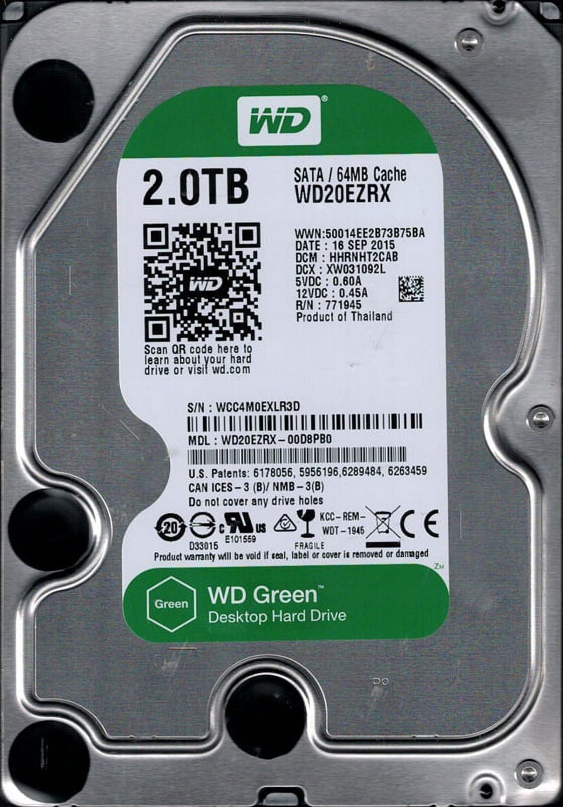 Western Digital WD20EZRX-00D8PB0 DCM: HHRNHT2CAB WCC4M 2TB - Walmart.com