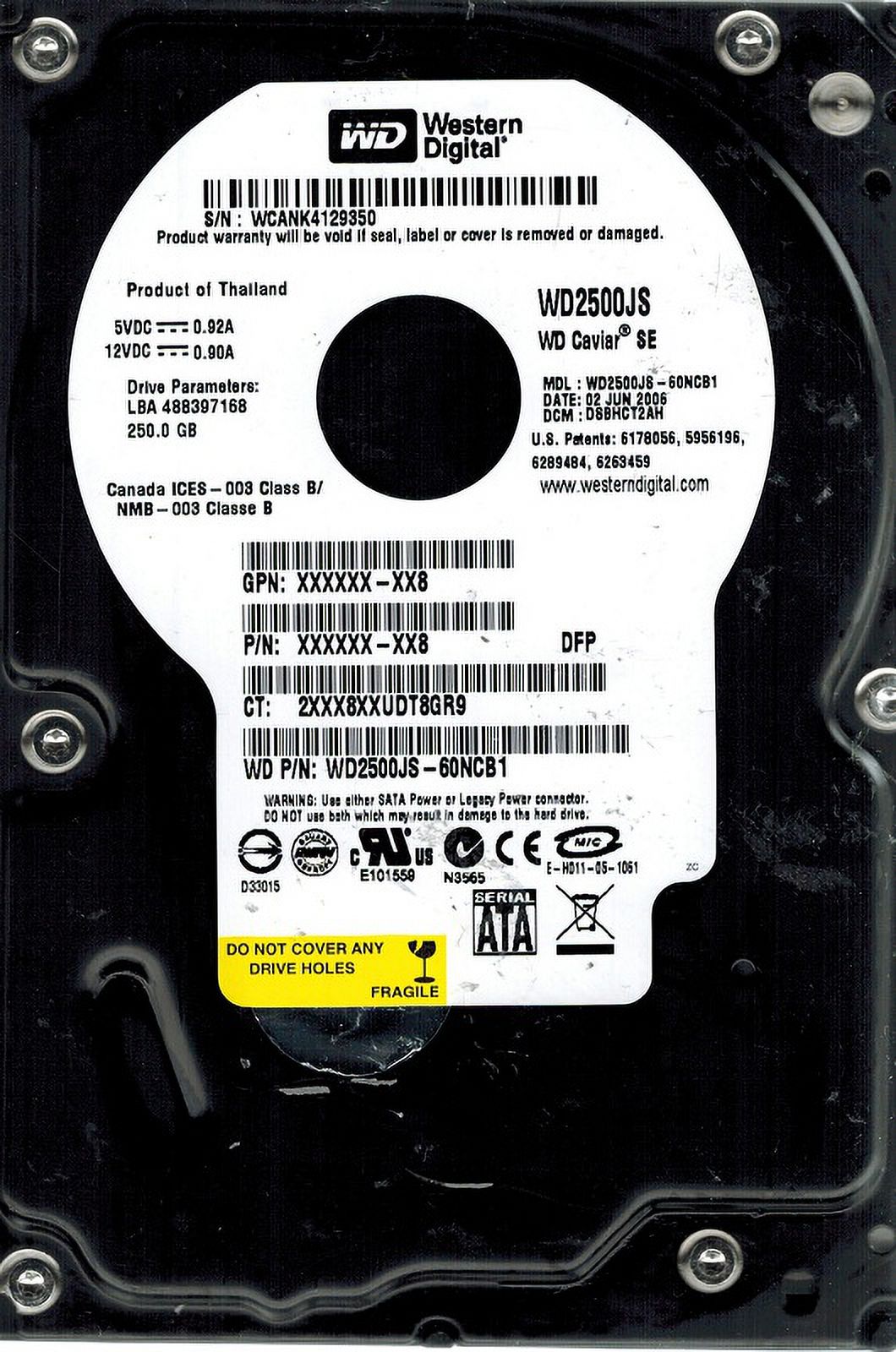 Western Digital WD2500JS-60NCB1 250GB DCM: DSBHCT2AH - Walmart.com