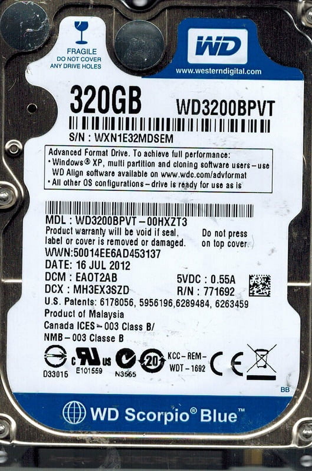 Western Digital WD3200BPVT-00HXZT3 320GB DCM: EA0T2AB - Walmart.com