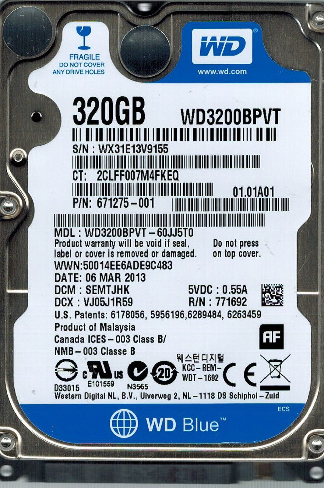Western Digital WD3200BPVT-60JJ5T0 320GB DCM: SEMTJHK - Walmart.com
