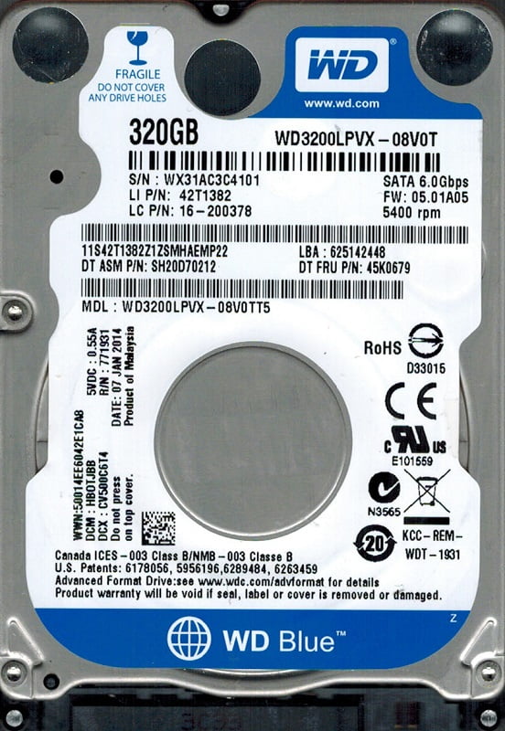 Western Digital WD3200LPVX-08V0TT5 320GB DCM: HBOTJBB - Walmart.com