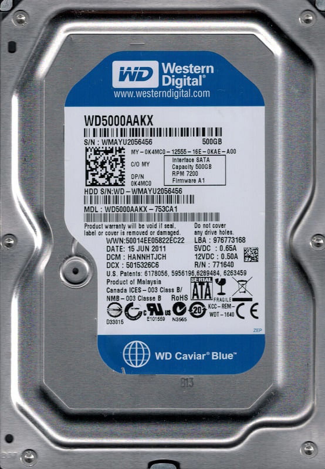 Western Digital WD5000AAKX-753CA1 500GB DCM: HANNHTJCH - Walmart.com