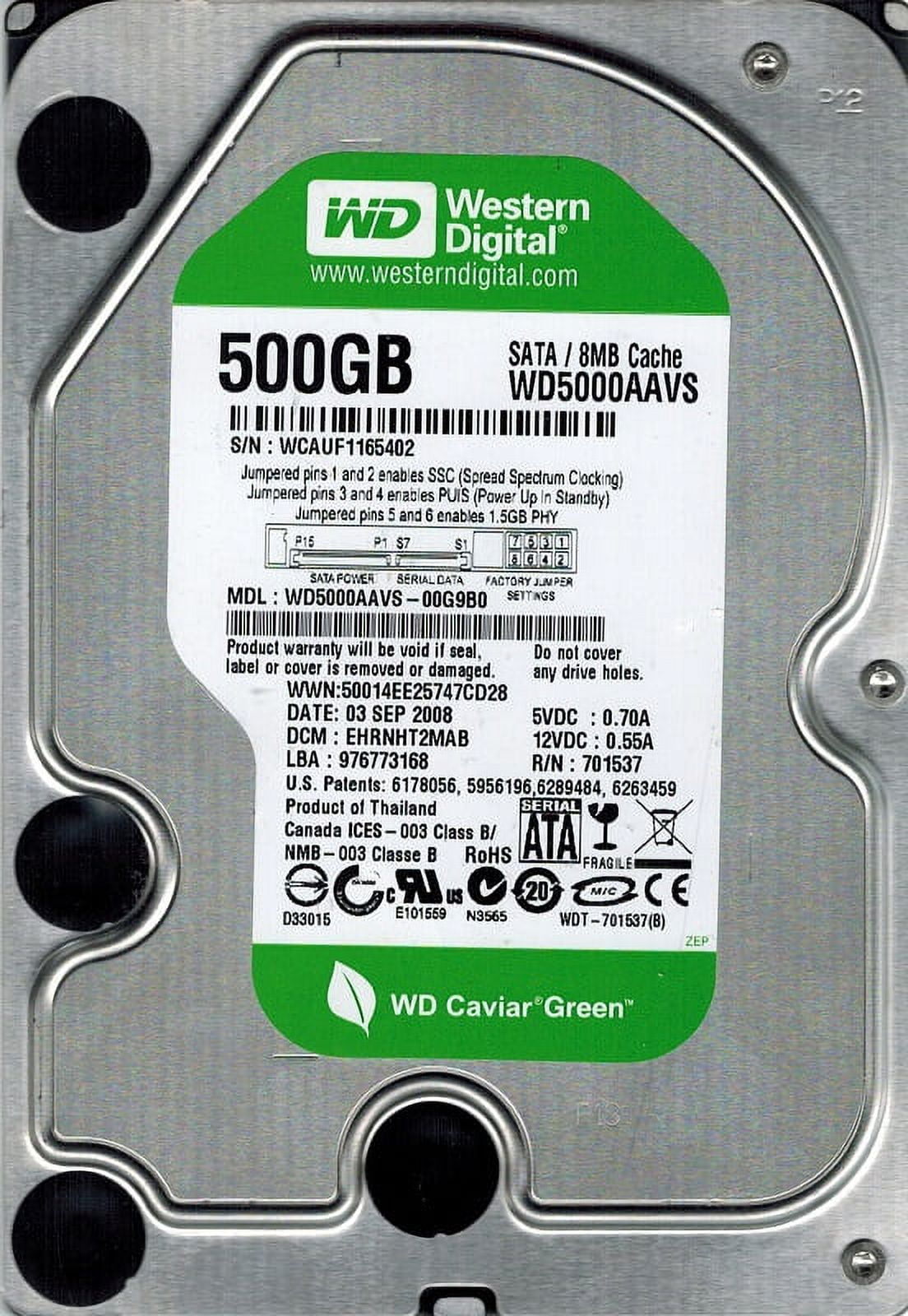 Western Digital WD5000AAVS-00G9B0 500GB DCM: EHRNHT2MAB - Walmart.com