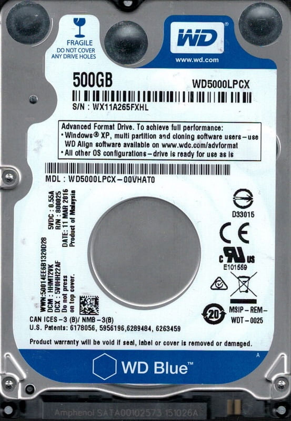 Western Digital WD5000LPCX-00VHAT0 500GB DCM: HHMT2VK - Walmart.com
