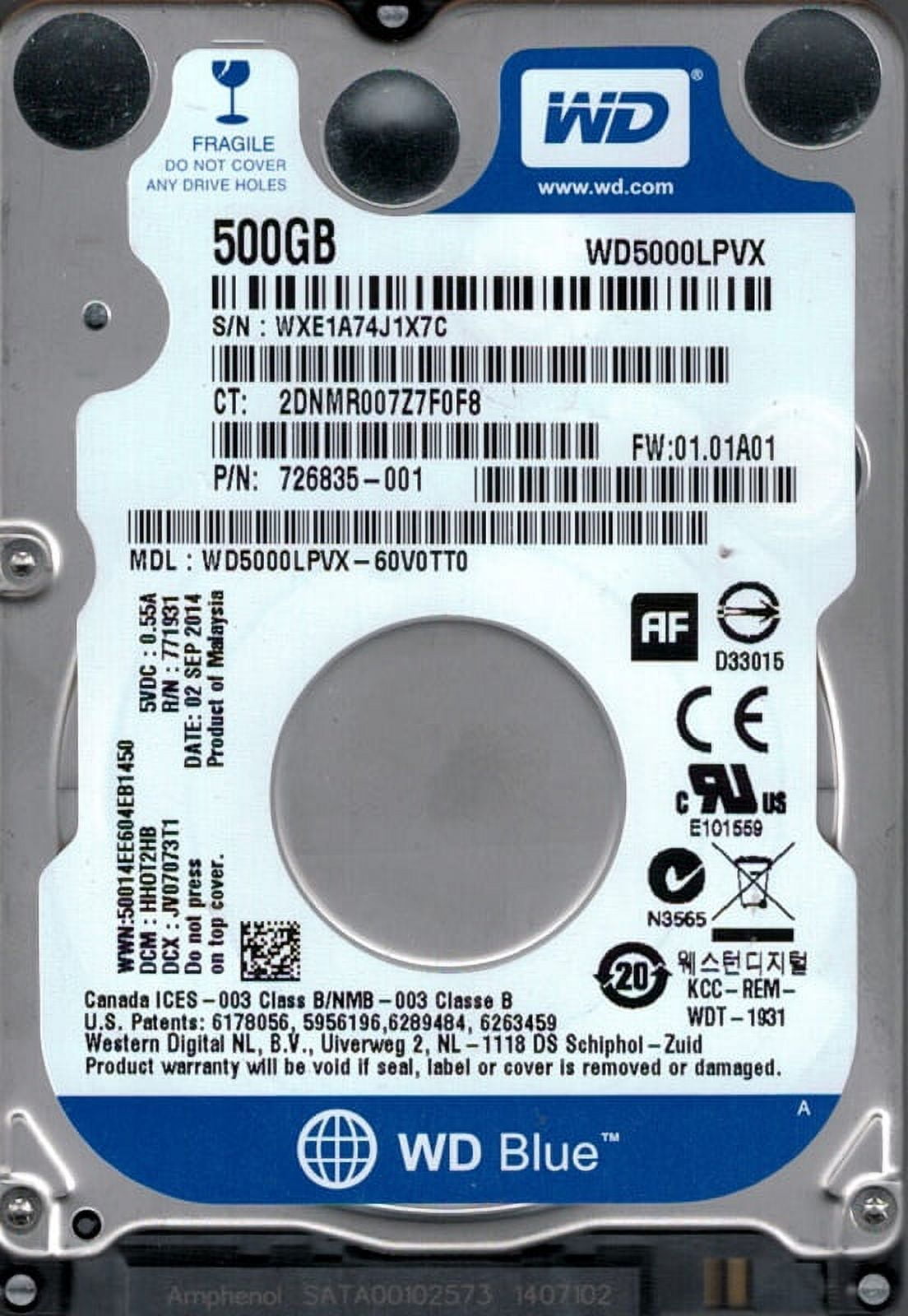 Western Digital WD5000LPVX-60V0TT0 DCM: HH0T2HB 500GB - Walmart.com