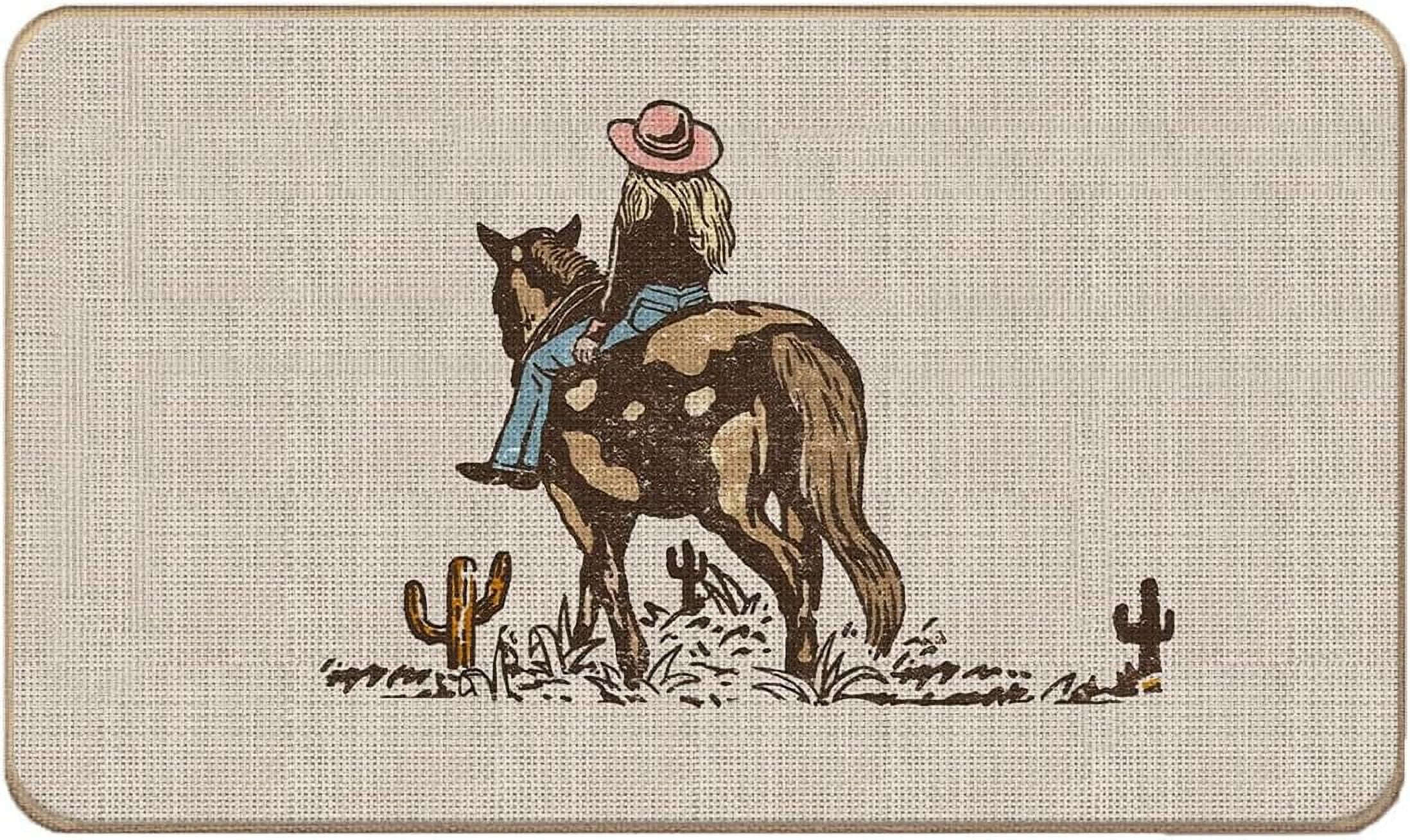 Western Door Mat,Western Cowgirl Horse Front Door Mat Indoor Outdoor ...