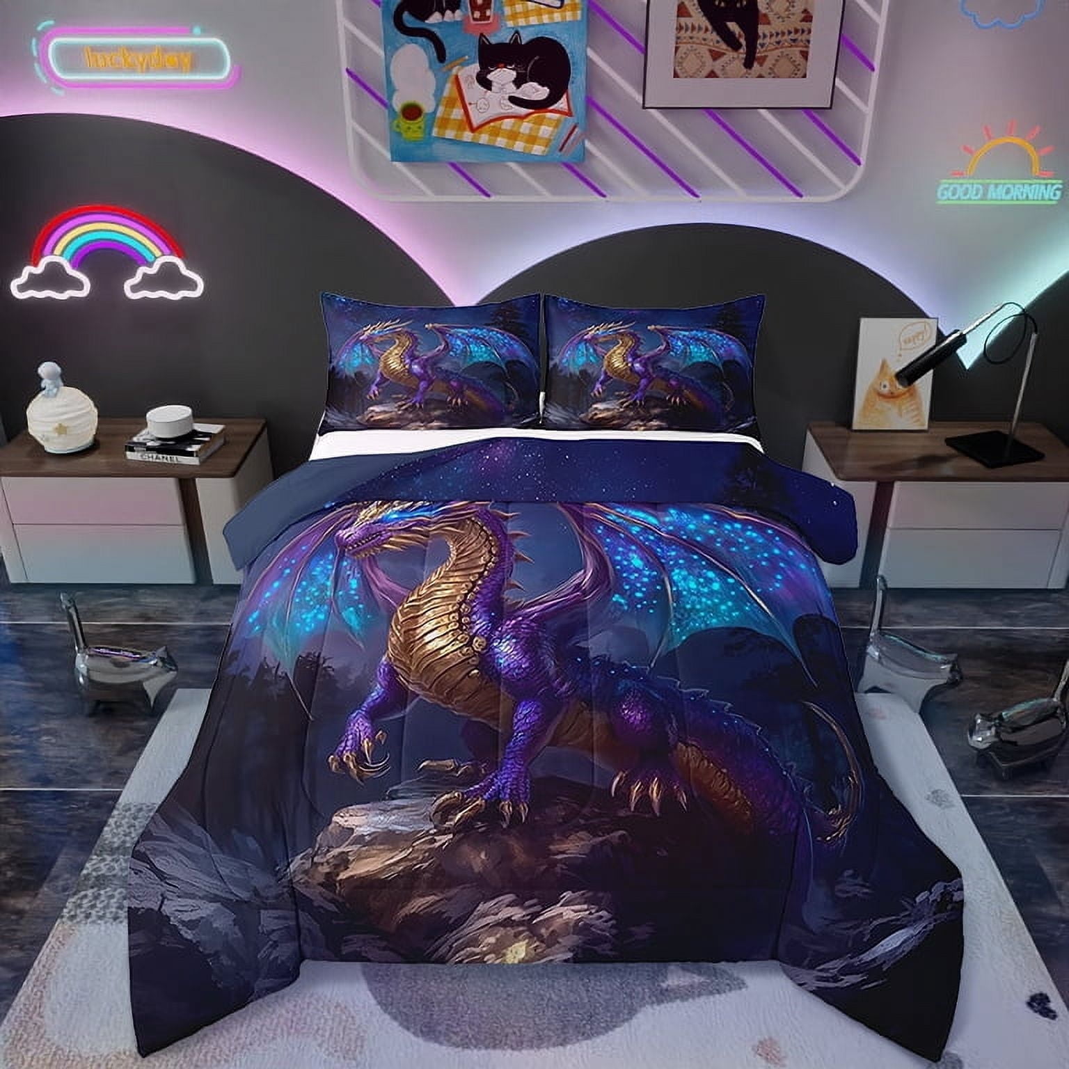 Western Dragon Bedding Set Full,Galaxy Starry Sky Comforter Set Teen ...