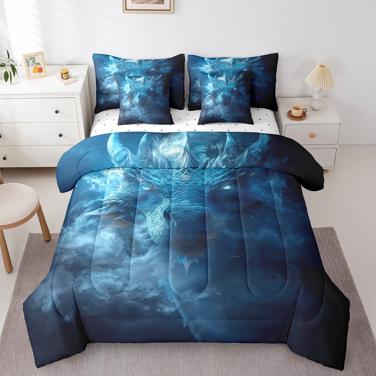 Western Dragon Bedding Set Twin Magical Dragon Comforter Set Fantasy ...