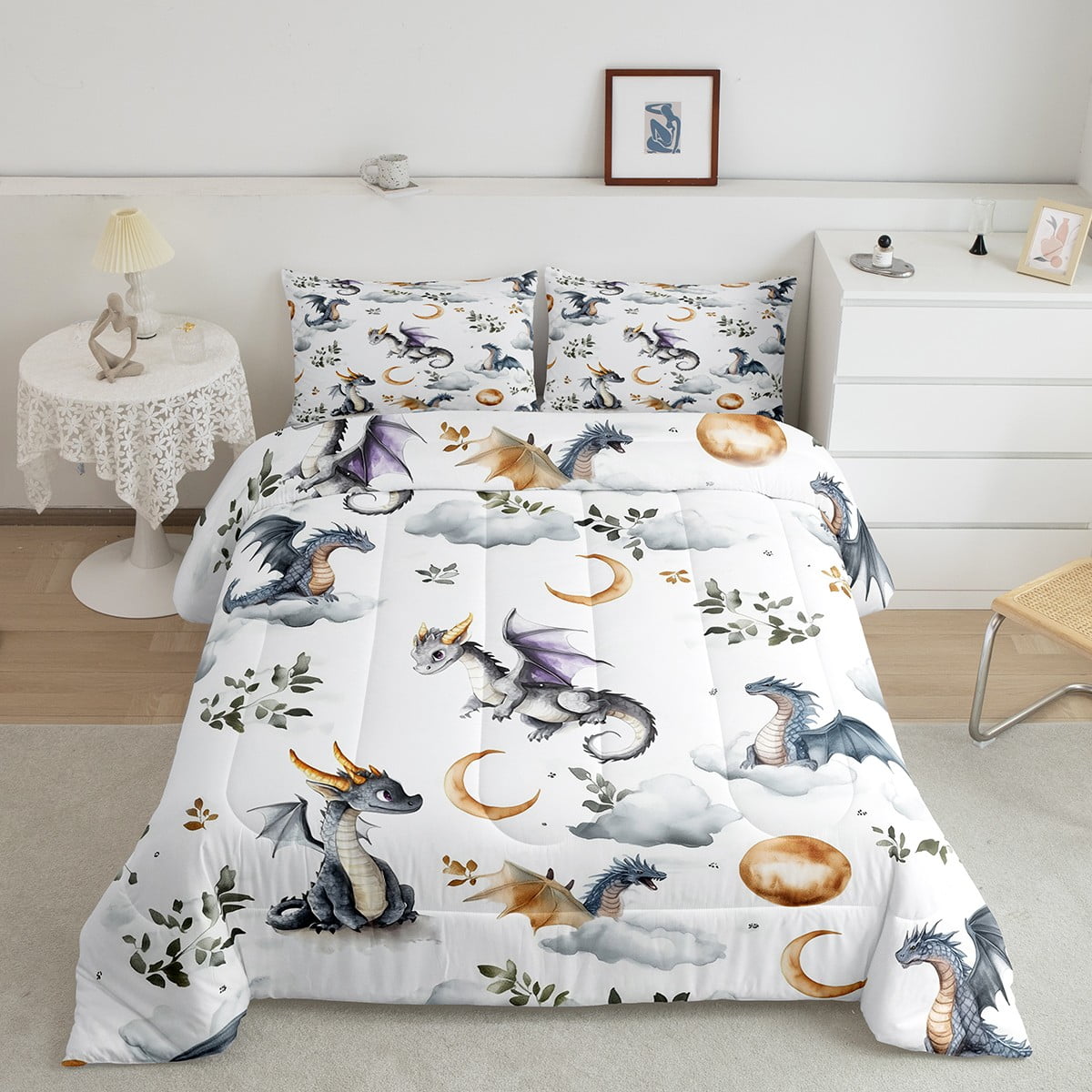 Western Dragon Comforter Set King Size,Cute Flying Dragon Bedding Sets ...