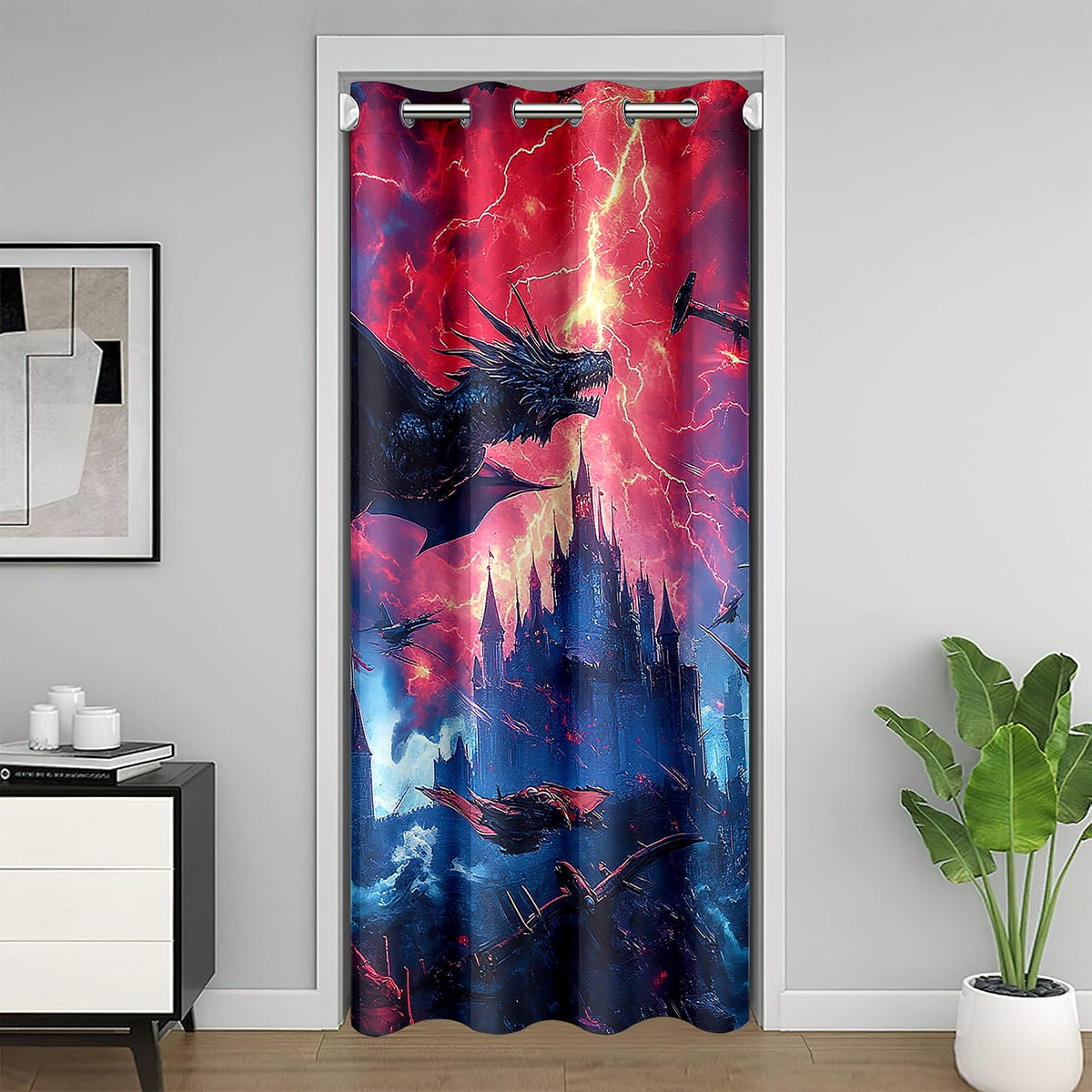 Western Dragon Door Curtain 52"W X 84"L,Magical Animal Blackout Curtain ...