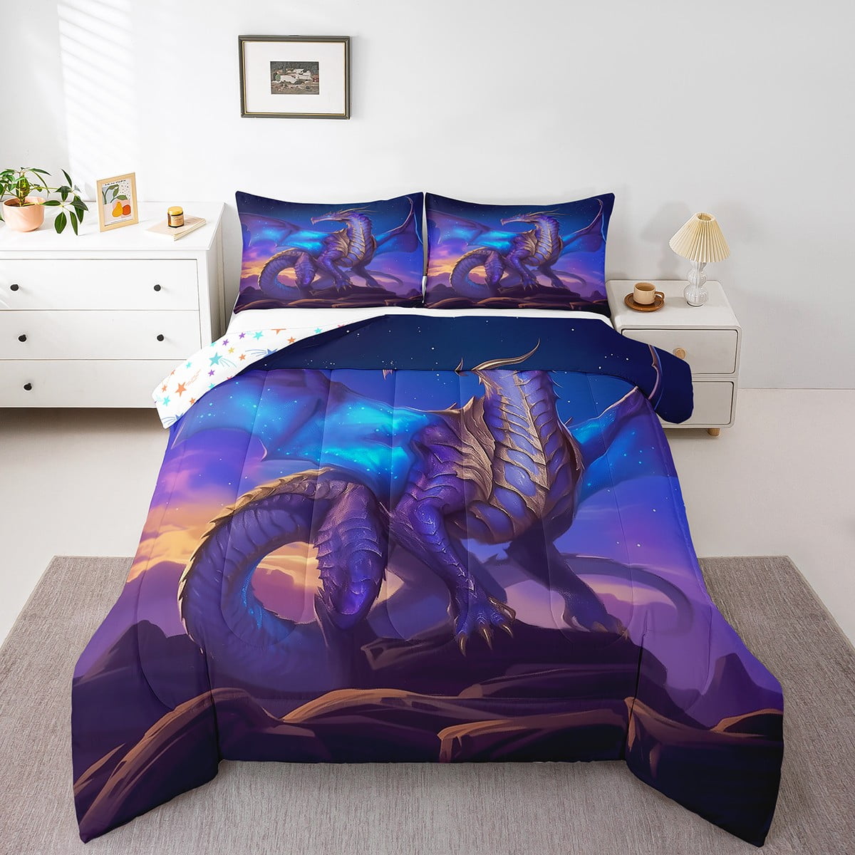 Western Dragon Down Comforter,Galaxy Starry Sky Bedding Set Teen Men ...