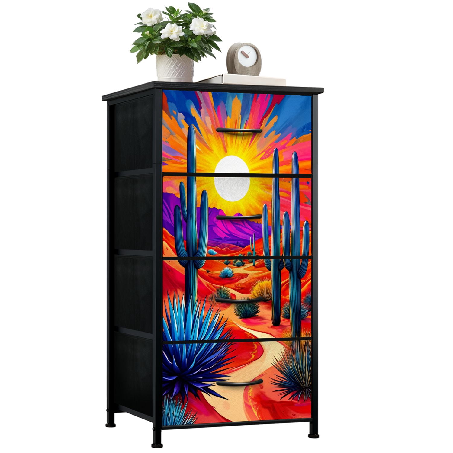 Western Dresser for Bedroom with 4 Storage Drawers Vibrant Desert ...