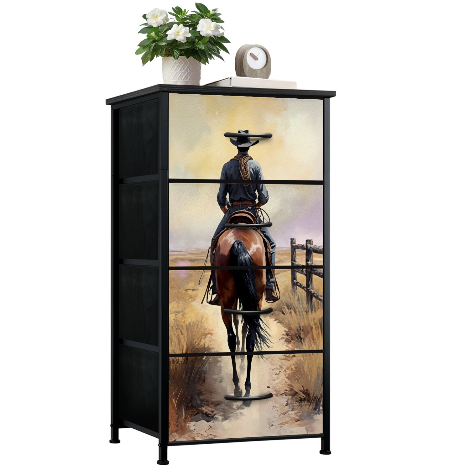 Western Dresser for Bedroom with 4 Storage Drawers Vintage Southwestern ...