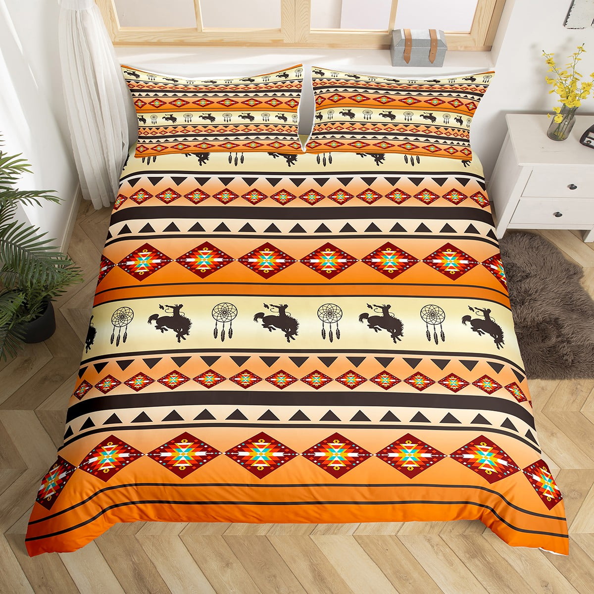 Western Duvet Cover King, Southwestern Horse Bedding Set Country ...