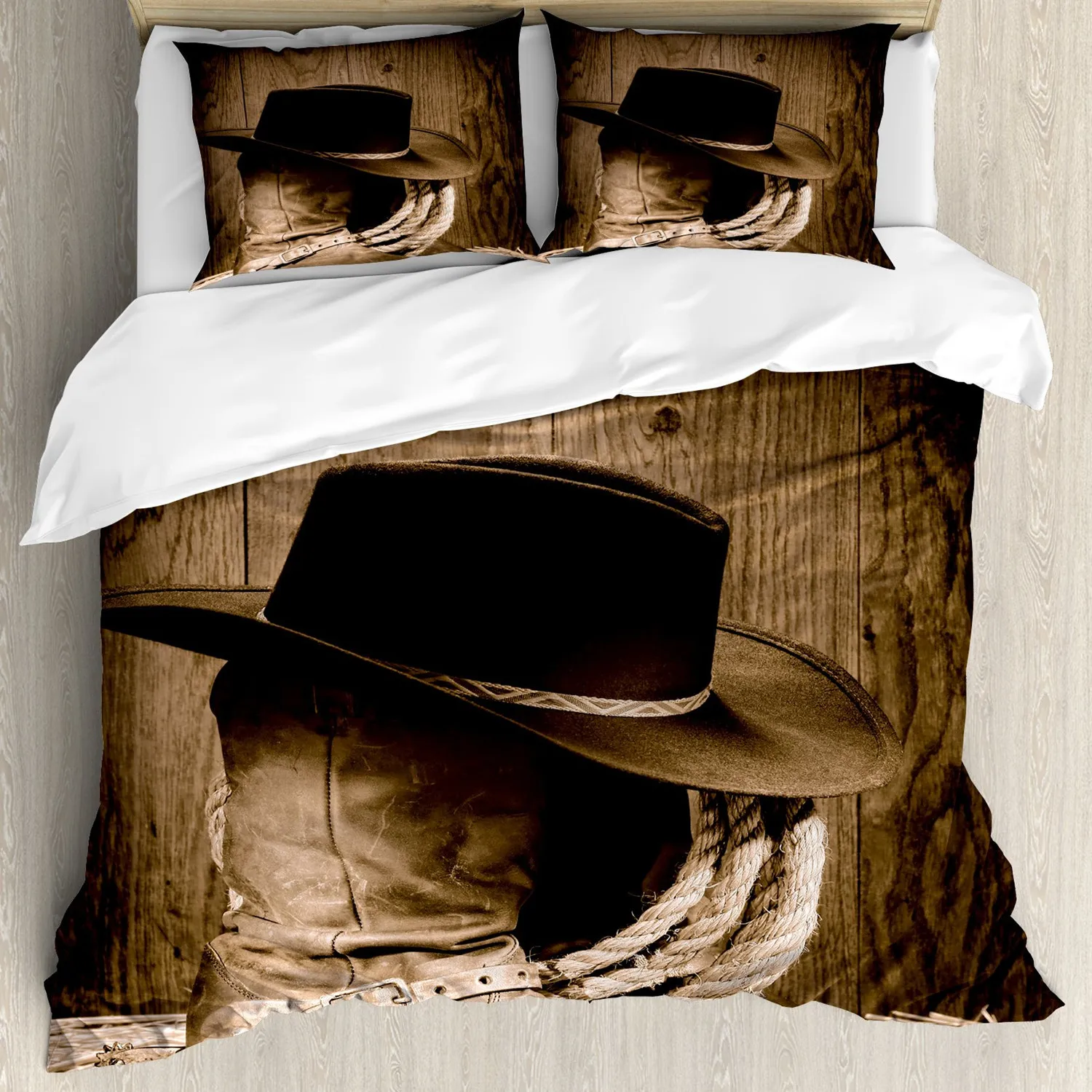 Western Duvet Cover Set American Cowgirl Leather Boots Rustic Wild West ...