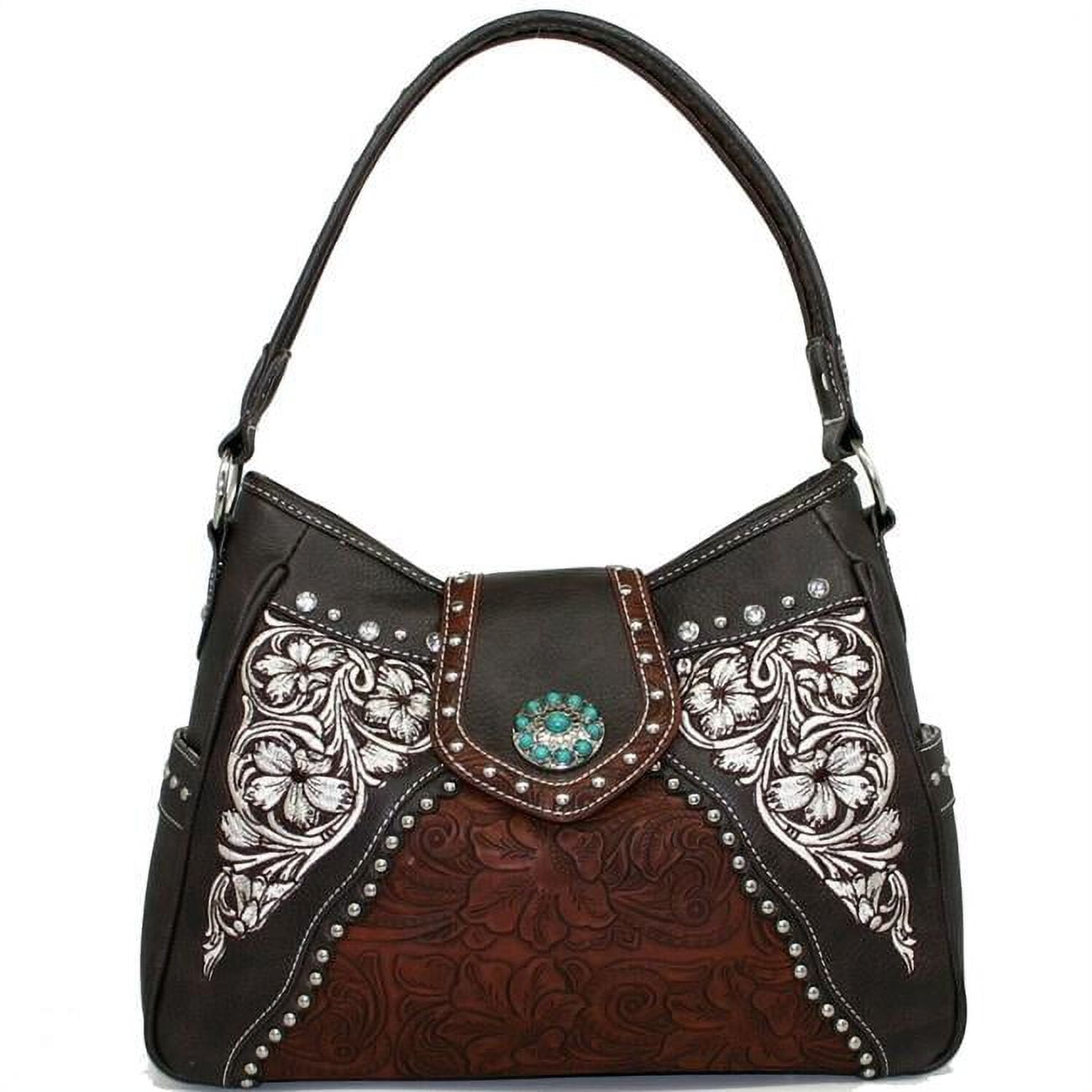 Western Embroidered Handbag with Turquoise Concho, High Quality Faux ...