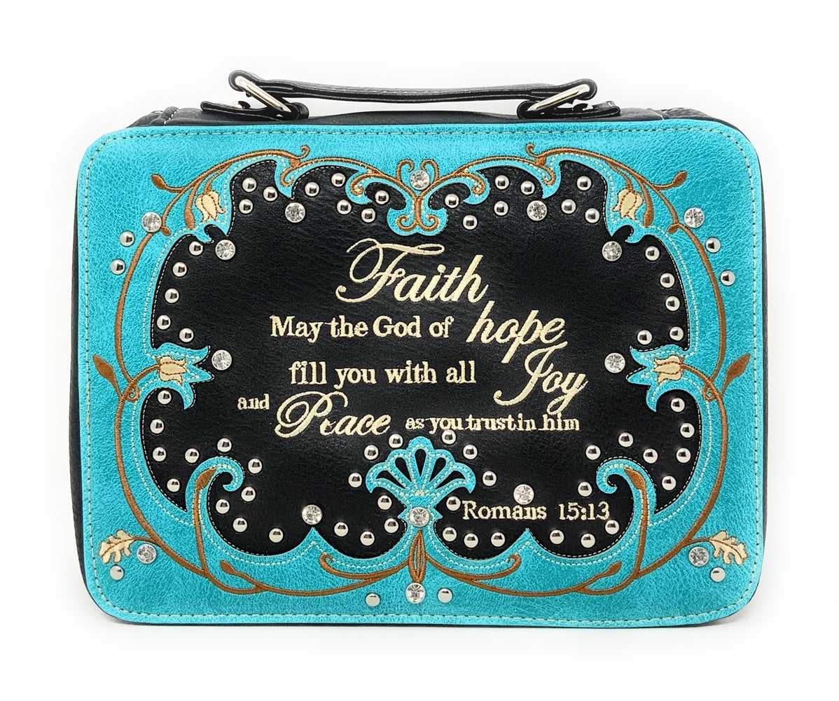 Western Embroidery Scripture Women Rhinestone Cross Bible Verse Handbag ...