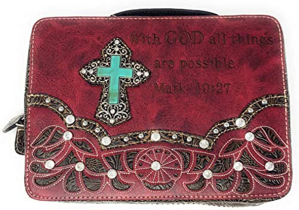 Western Embroidery Scripture Women Rhinestone Cross Bible Verse Handbag ...