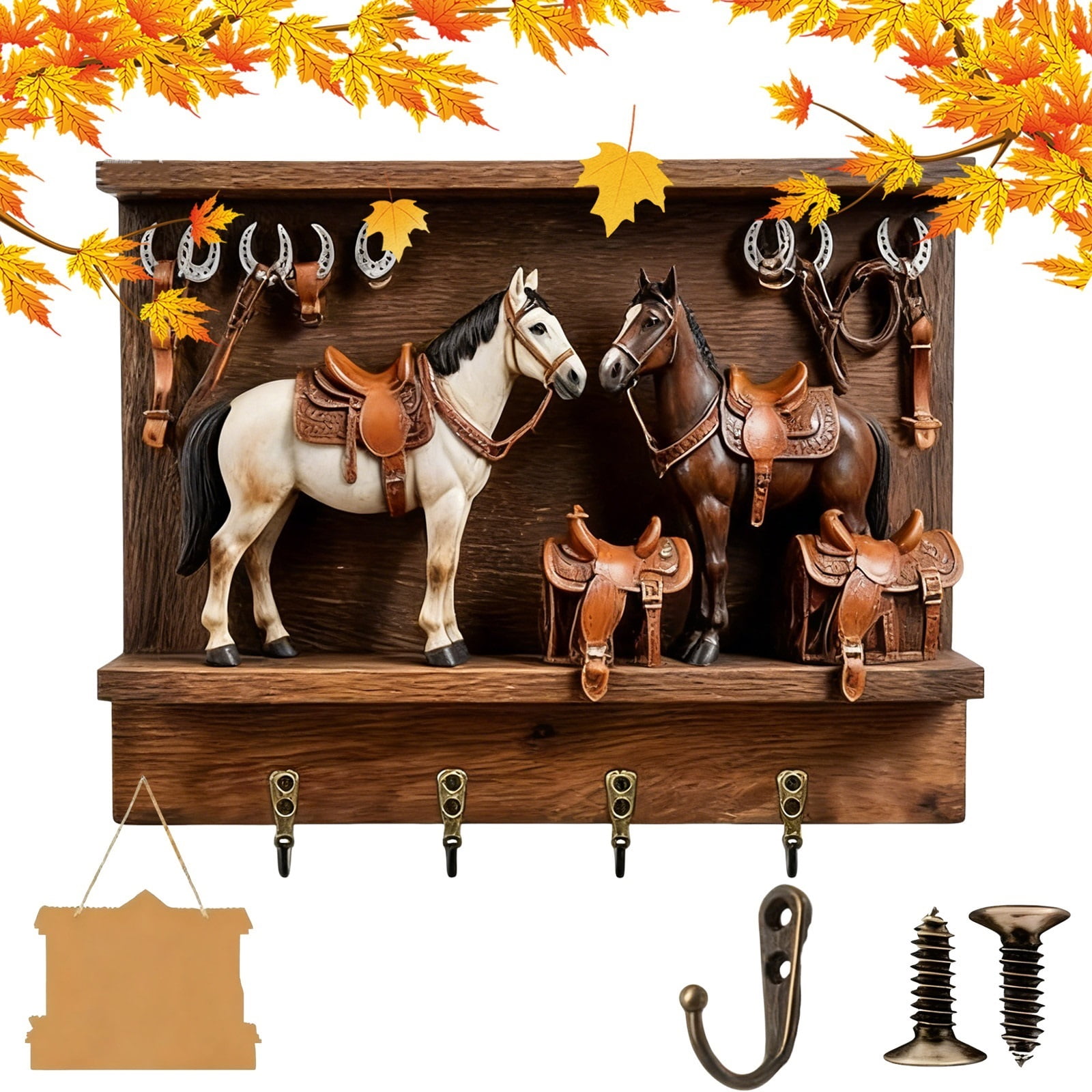 Western Equestrian Key Organizer, 2D Farmhouse Keys Holder Wall Mount ...