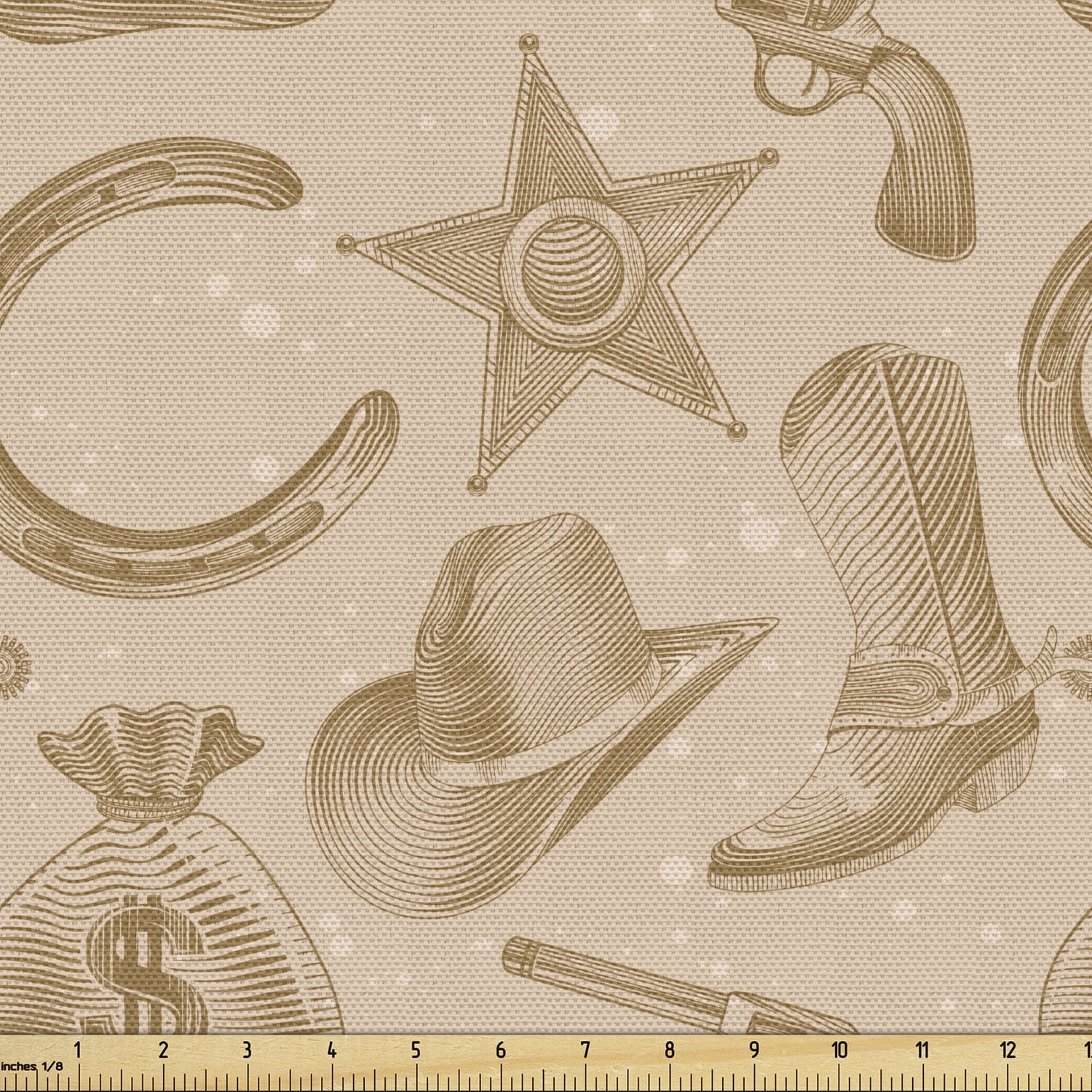 Ambesonne Western Fabric by the Yard Upholstery, Money Revolver and ...