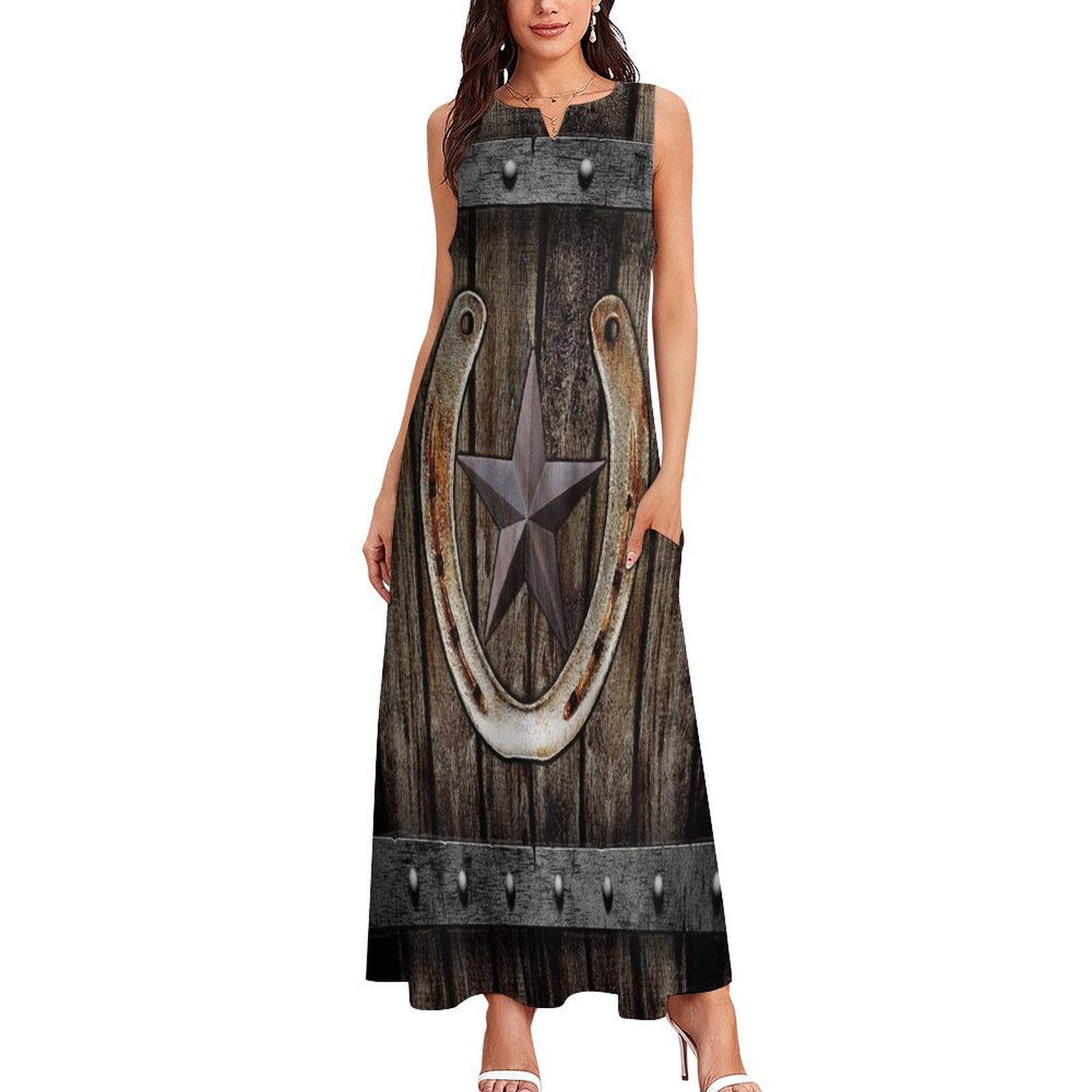 Western Farmhosue Horseshoe Texas Star Long Dress Luxury Woman Evening ...