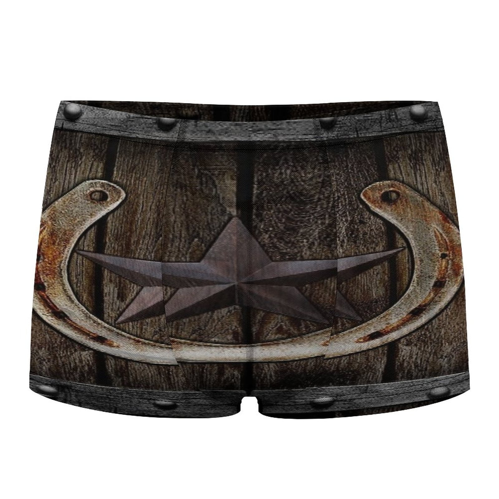 Western Farmhosue Horseshoe Texas Star Men's Mesh Boxer Briefs Cooling ...
