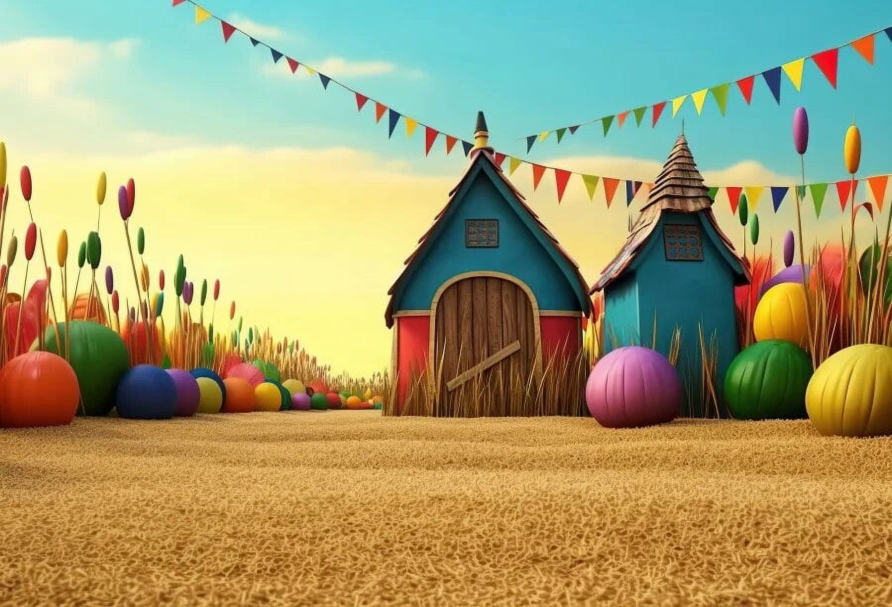 Western Farmhouse Backdrop Colorful Hot Air Balloon Pumpkin Cowboy ...