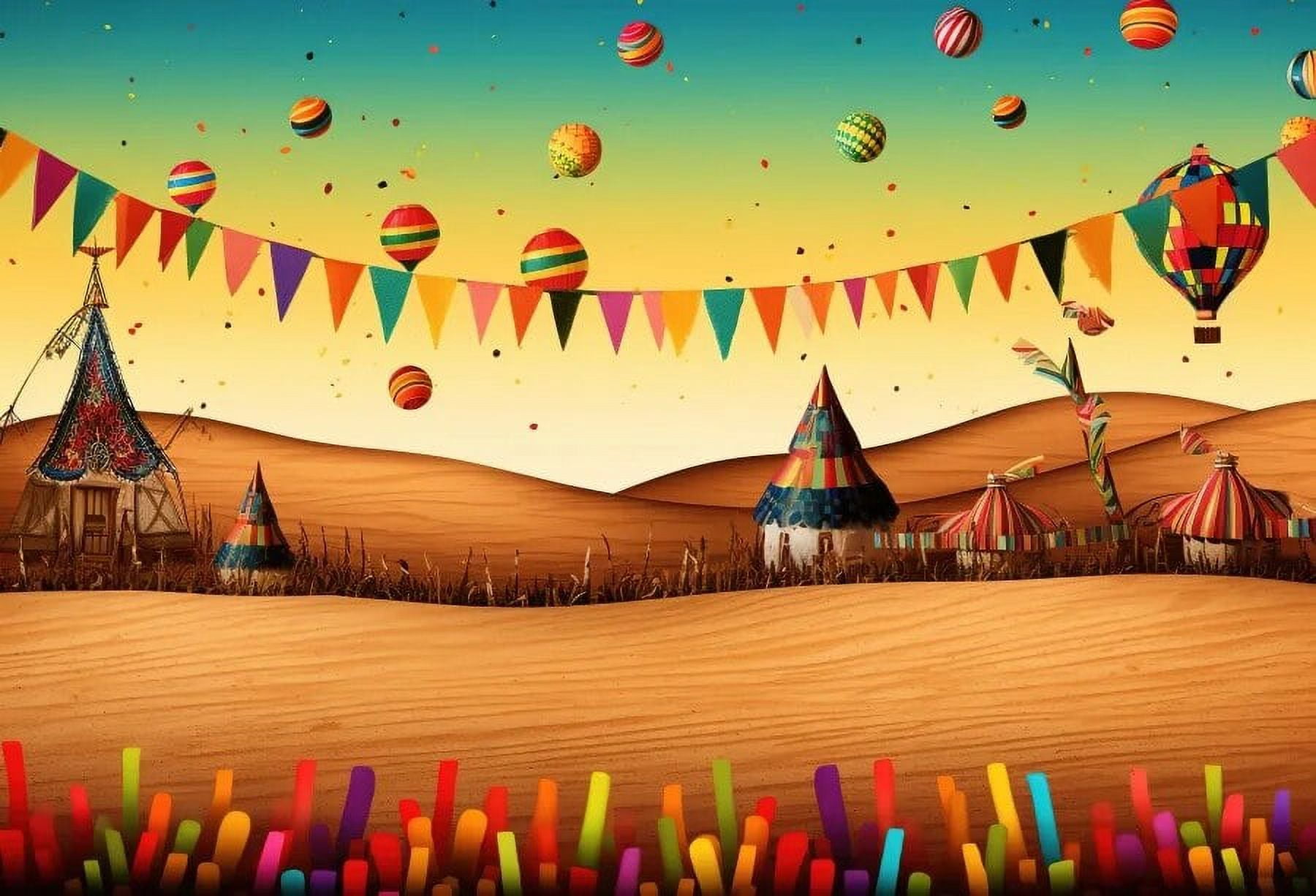 Western Farmhouse Backdrop Colorful Hot Air Balloon Pumpkin Cowboy ...