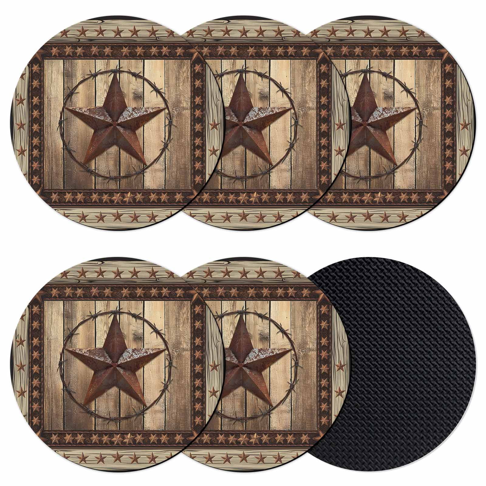 Western Farmhouse Coasters Set of 6, Primitive Rustic Country Retro ...