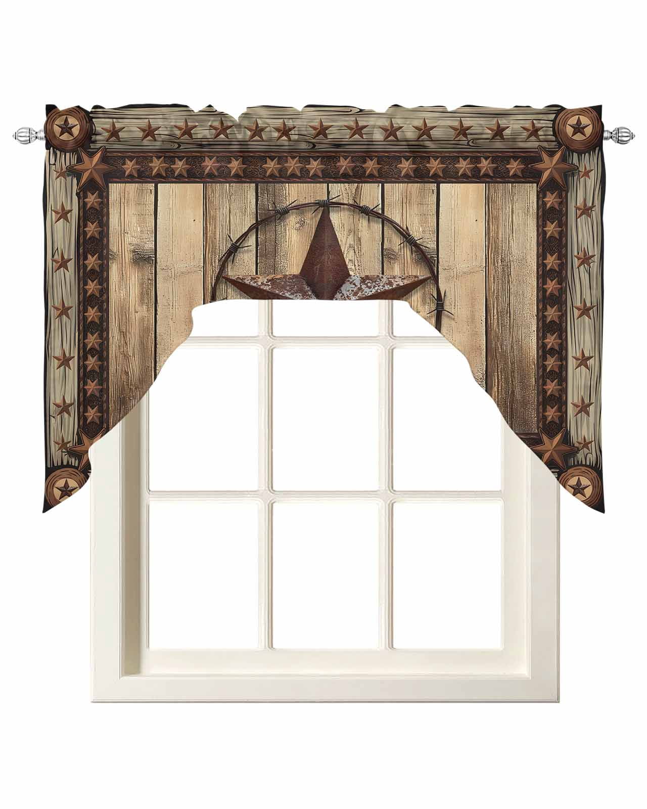Western Farmhouse Kitchen Curtains Swag Valance for Windows/Bathroom ...