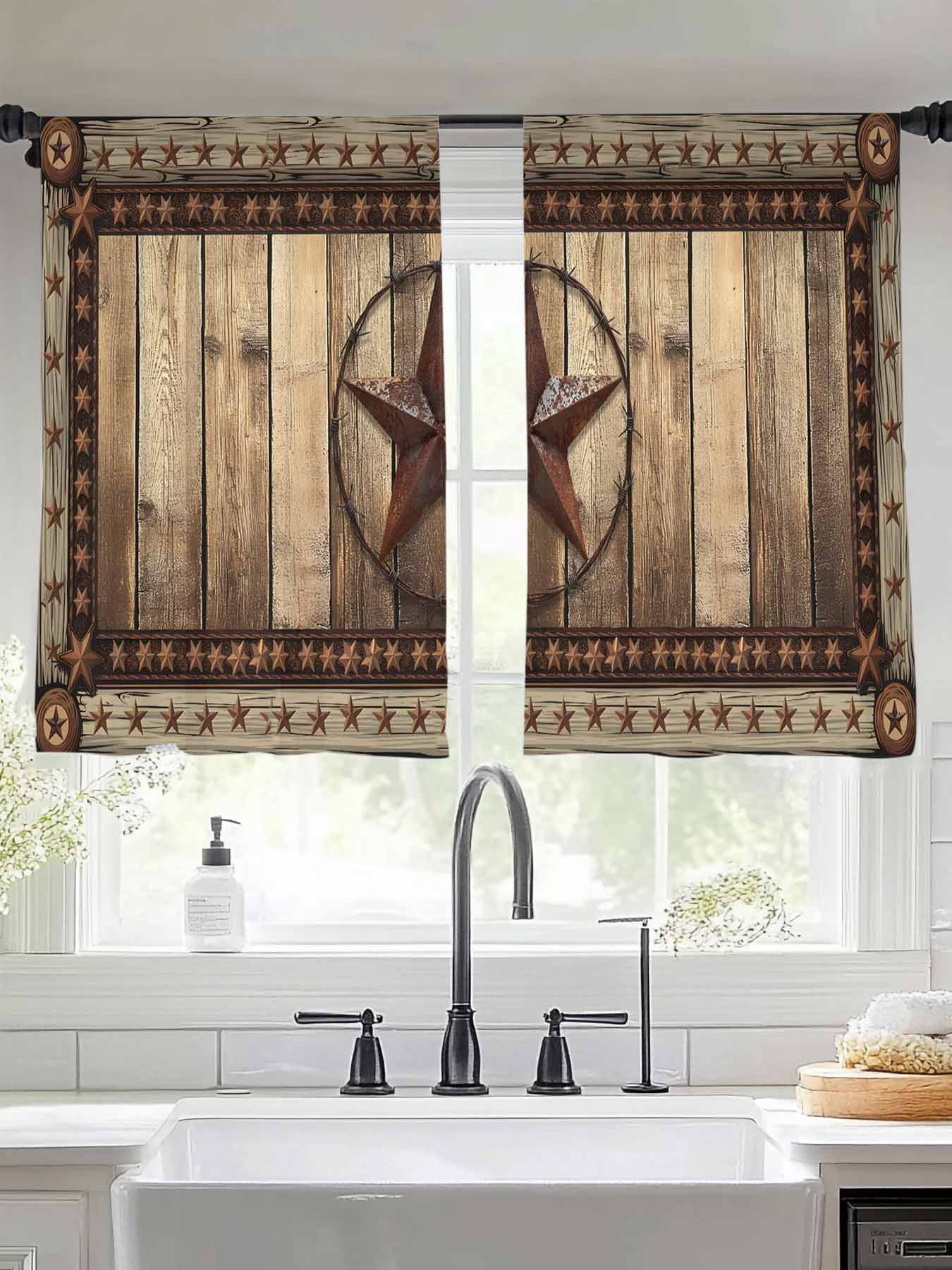 Western Farmhouse Sheer Curtains for Living Room Bedroom Rustic Country ...