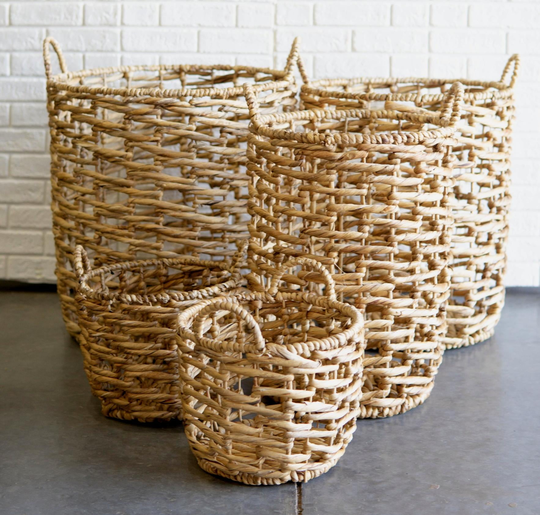 Western Farmhouse Stylish Hand Woven Nesting Storage Wicker Baskets Set ...