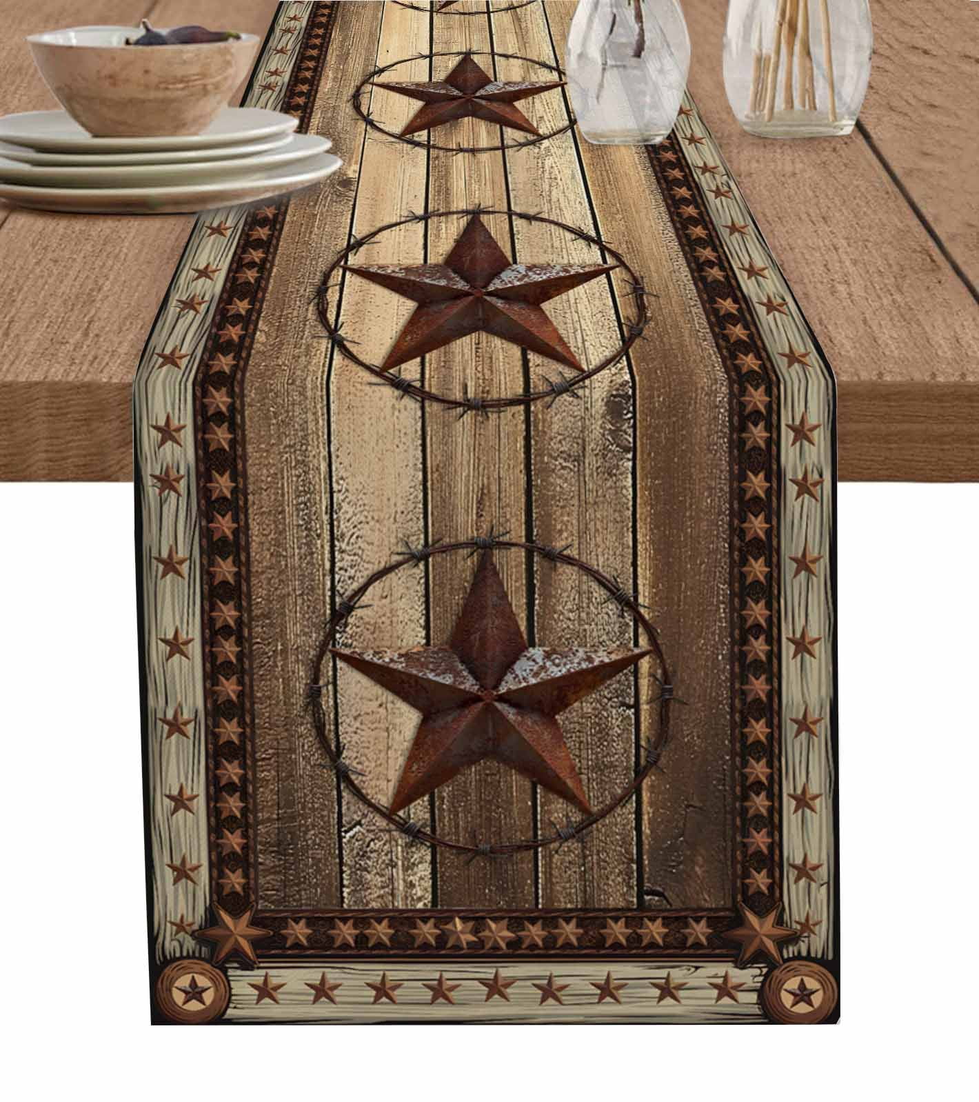 Western Farmhouse Table Runner 72 Inches, Rustic Country Texas Star ...