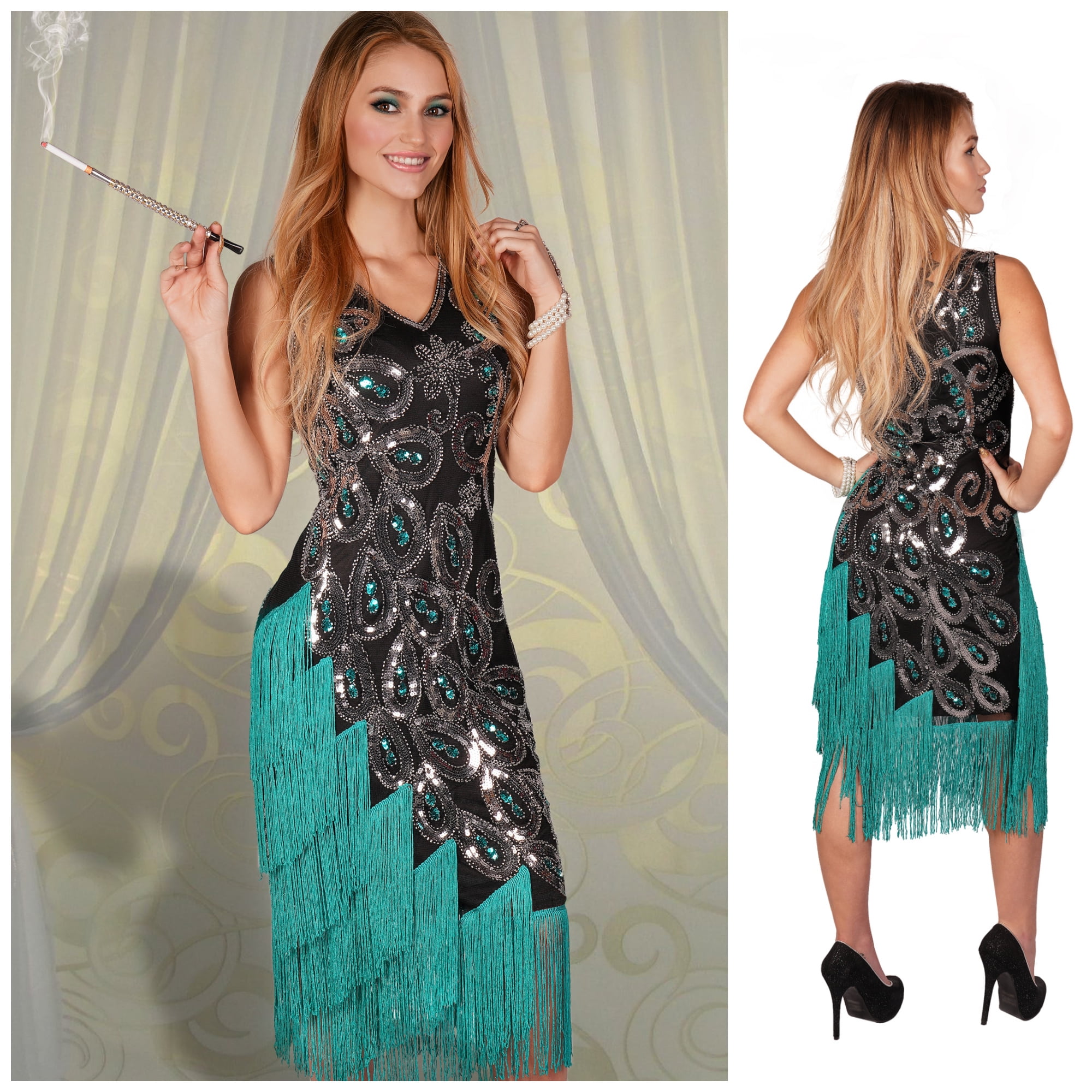 Western Fashion 2534-S Flapper Art Deco, Black & Silver - Small ...