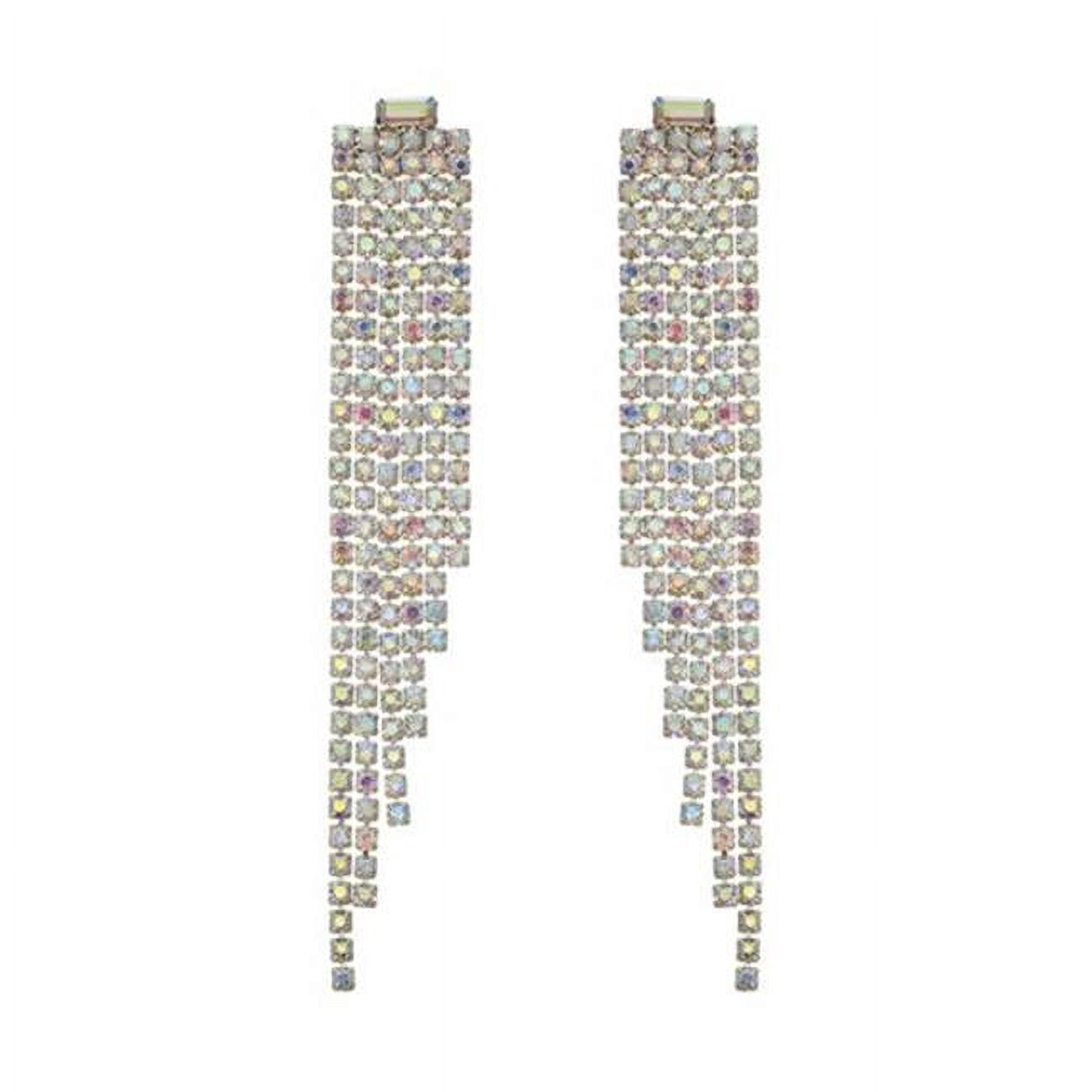 Western Fashion 25426 6 Column Rhinestone Earrings, Aurora Borealis ...