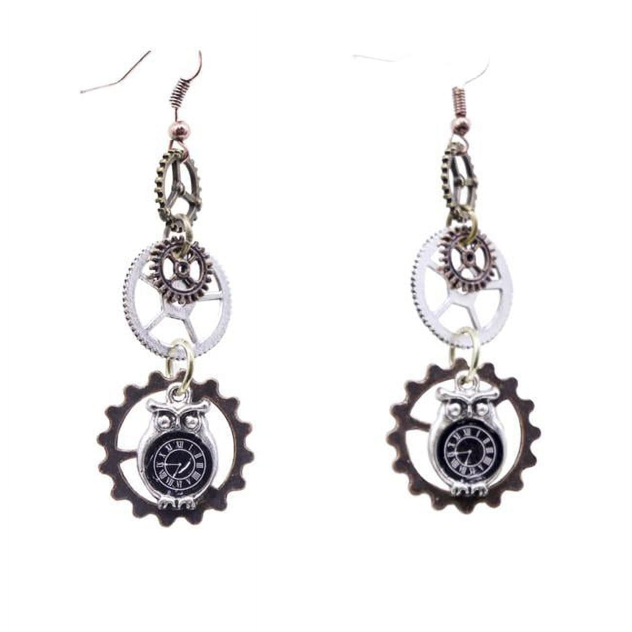 Western Fashion 69602-MLT Steampunk Earring with Gears & Owls, Multi ...