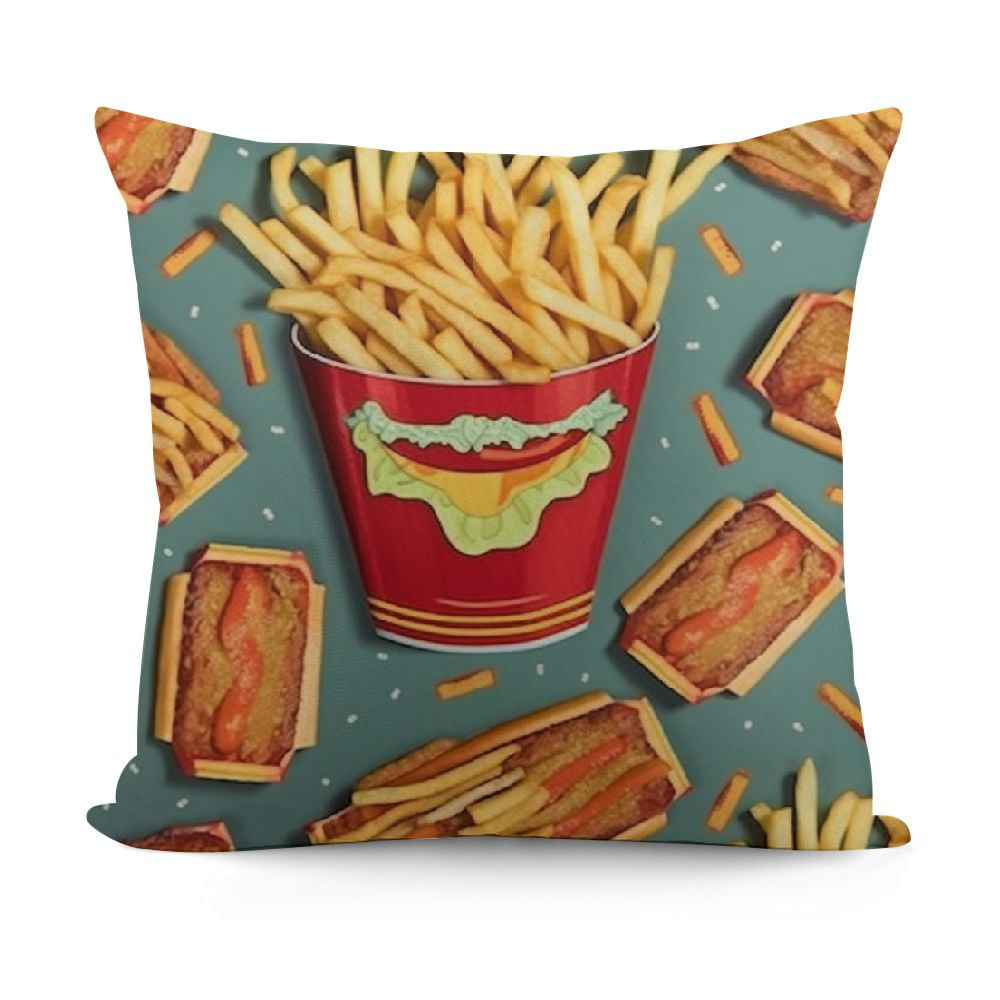 Western Fast Food Fabric by The Yard Hand Drawn Hamburger Hot Dog ...